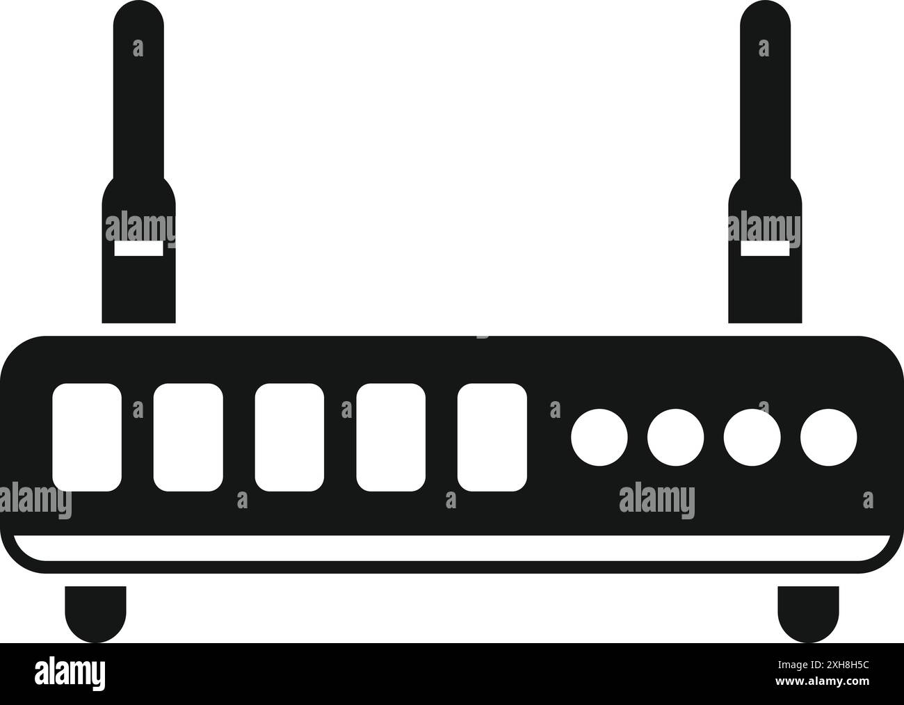 Black wireless router with two antennas providing internet connection ...