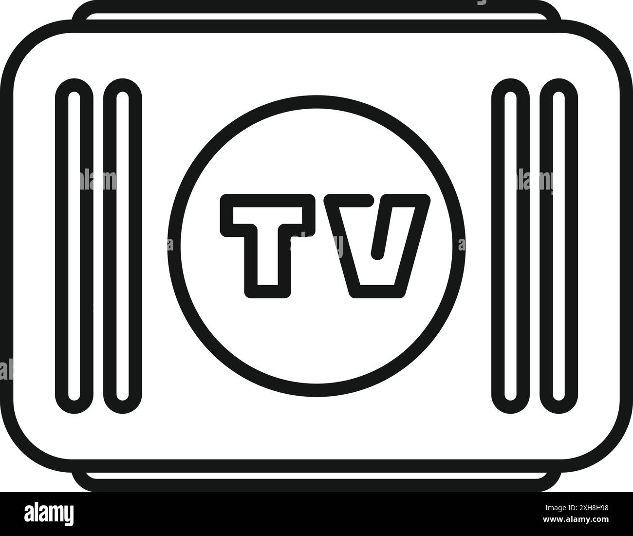 Simple black and white retro tv icon representing television ...