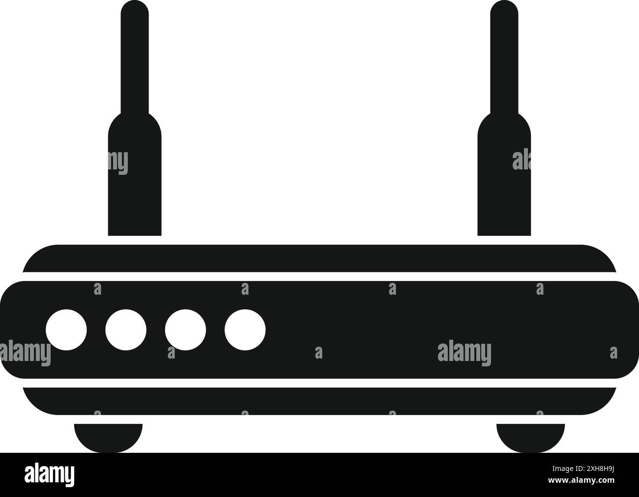 Simple black icon of a router with two antennas providing internet ...