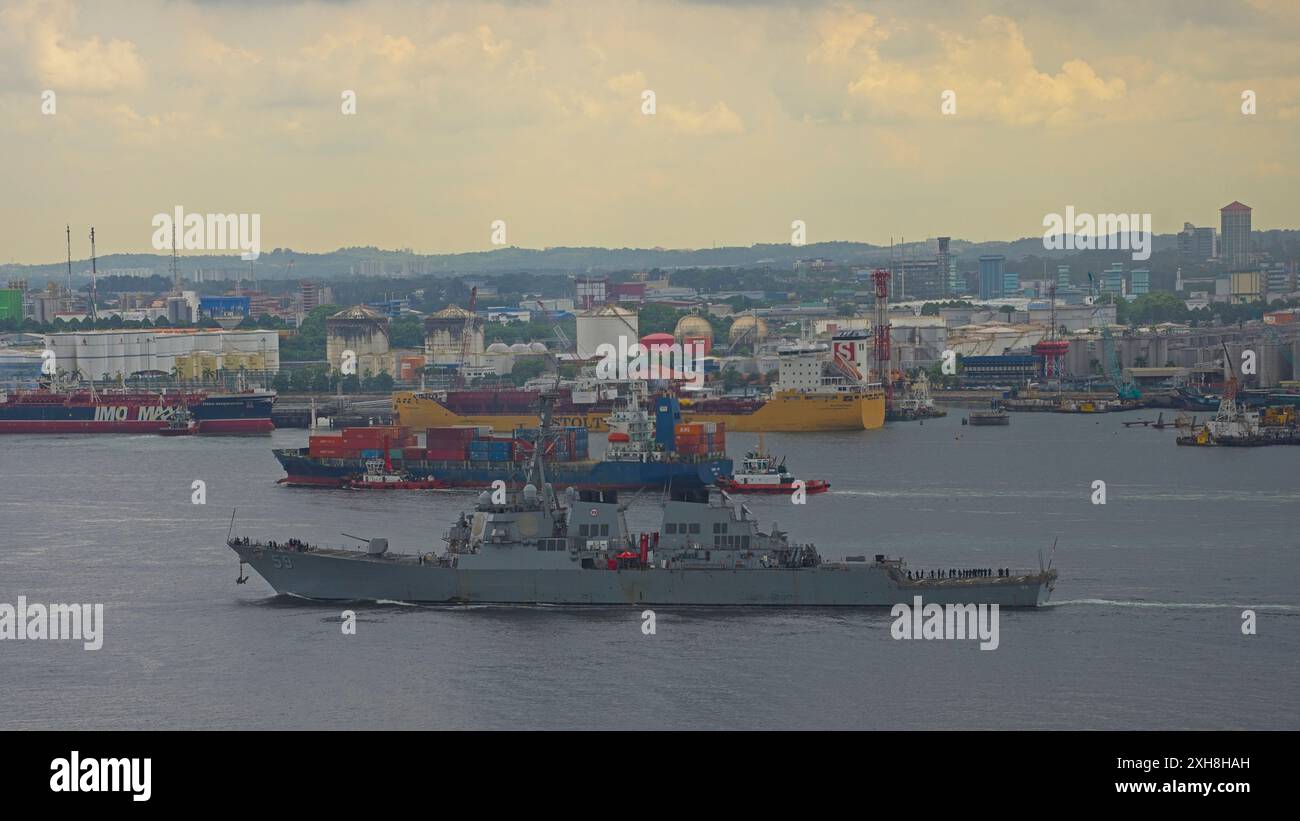 SINGAPORE - MAY 16, 2024: USS Russell (DDG-59) an Arleigh Burke-class ...