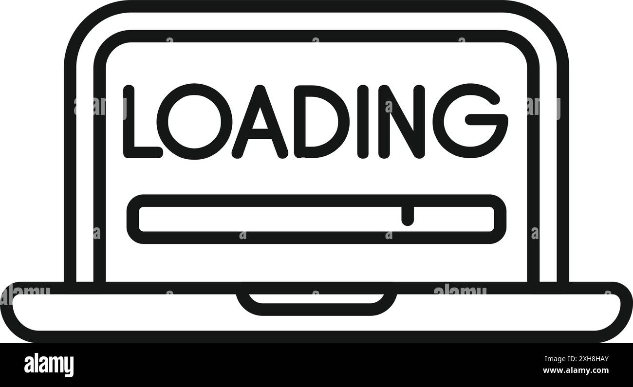 Minimalist icon of a laptop showing a loading bar, representing a ...