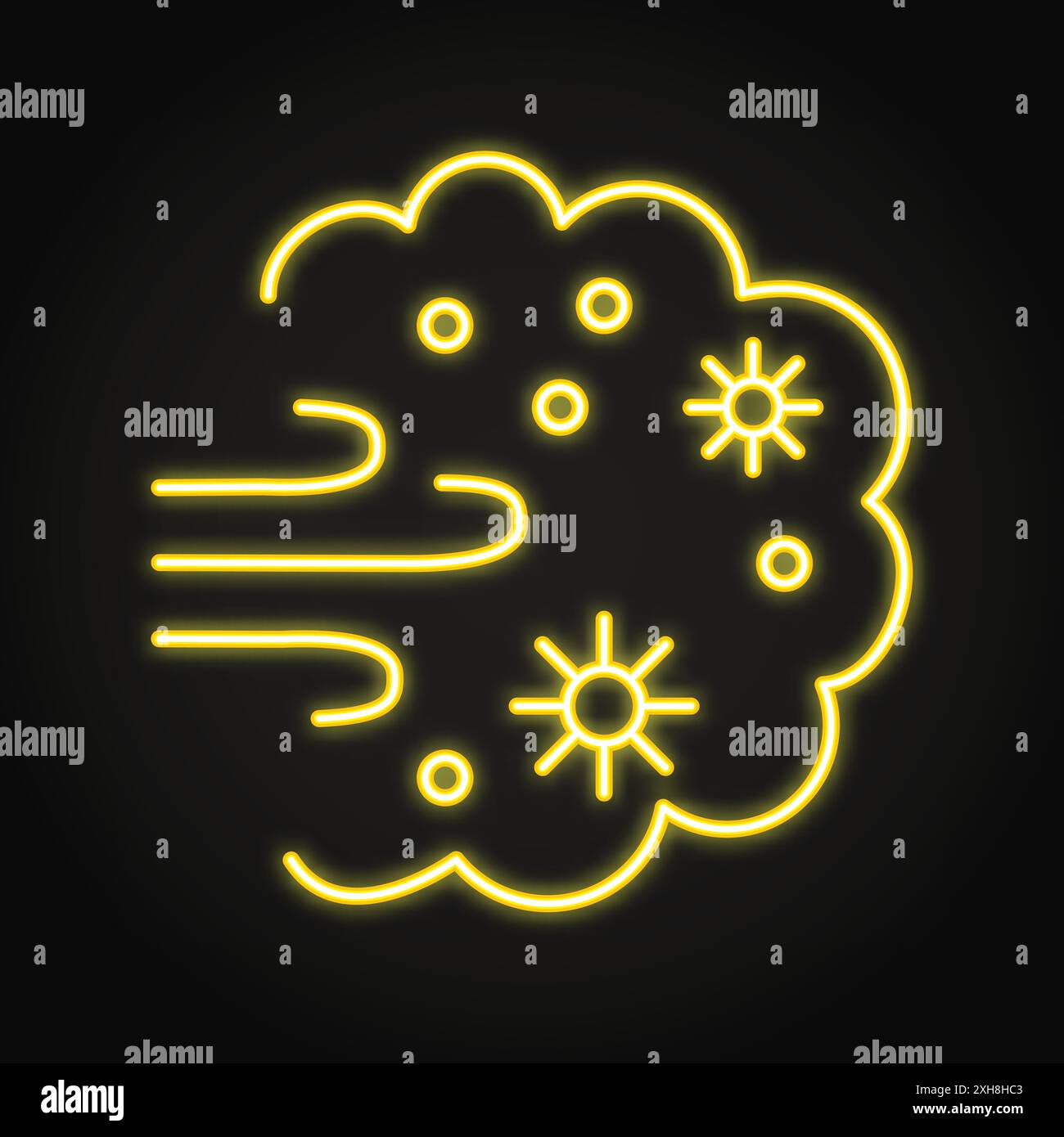 Pollen storm neon line icon. Dust cloud, allergen. Vector illustration ...