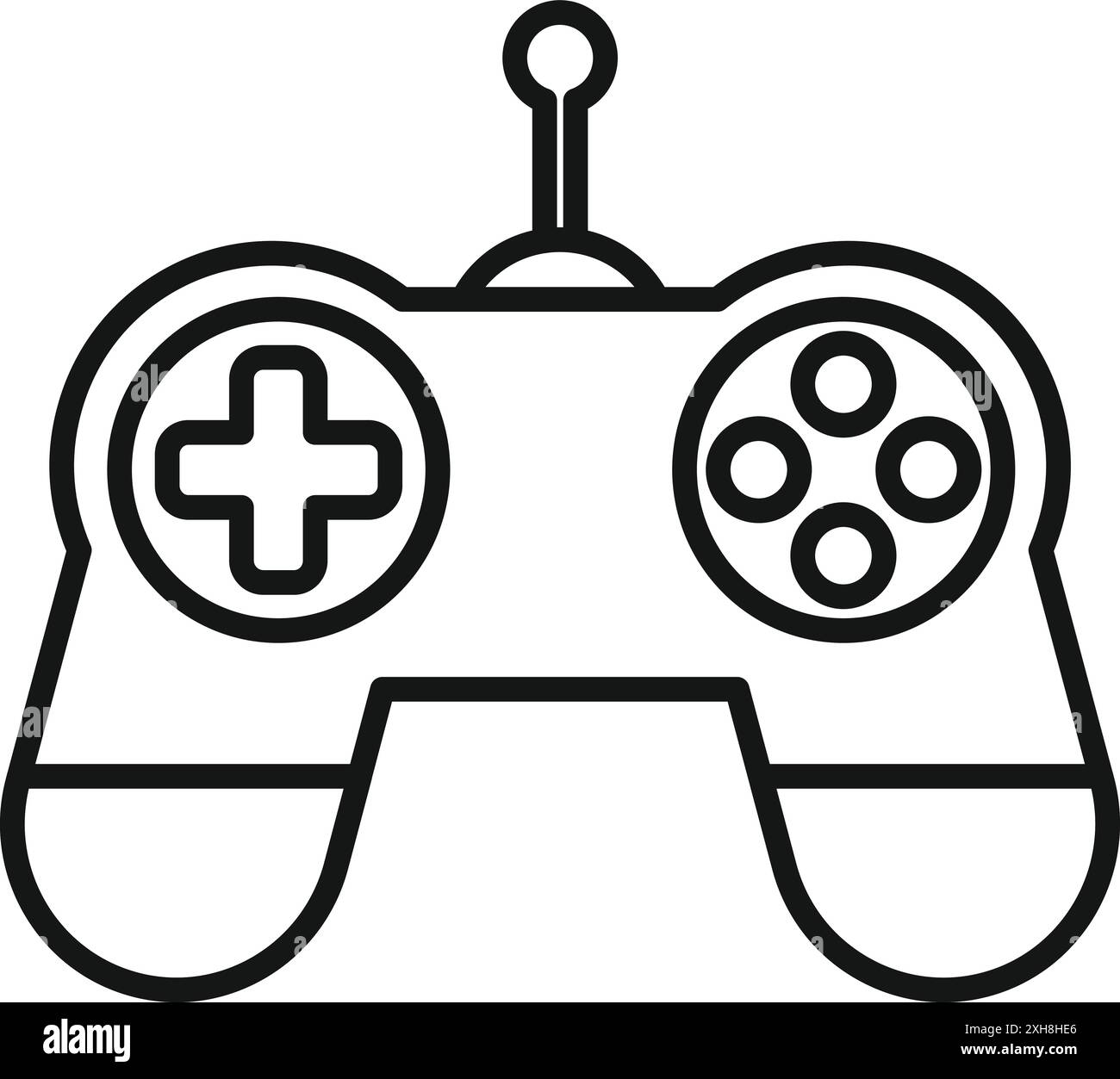 Simple black and white line art of a drone remote control with buttons ...