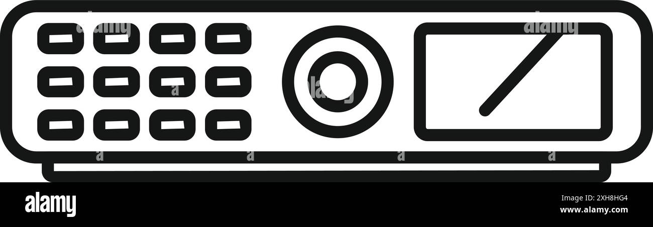 Video projector top view with buttons and screen displaying line icon ...