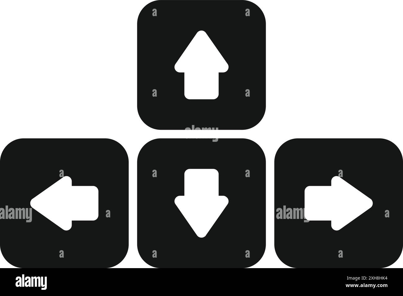 Black squares containing four white arrows pointing up, down, left and ...