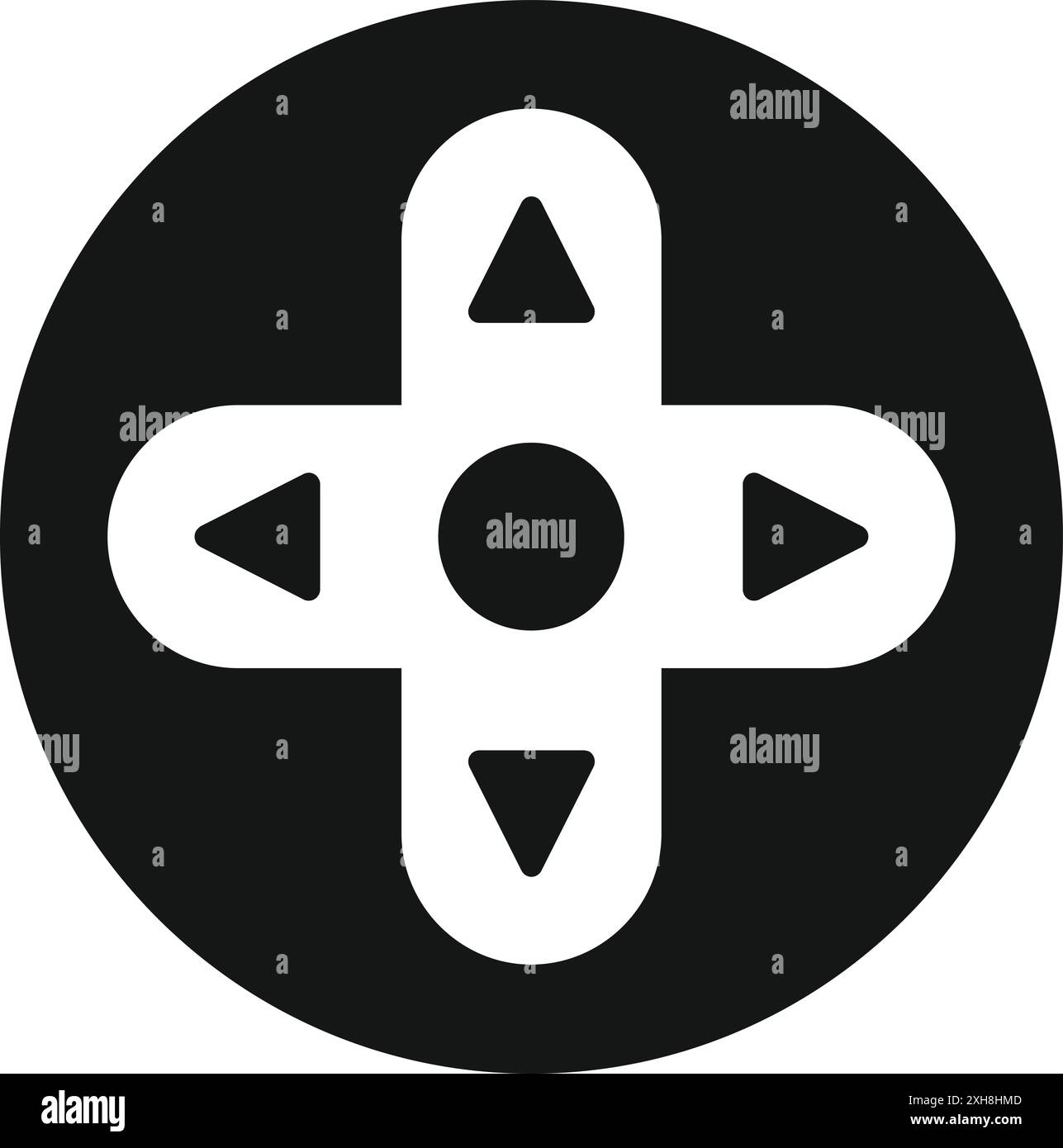 Black and white icon of a game controller directional pad with arrows representing up, down ...
