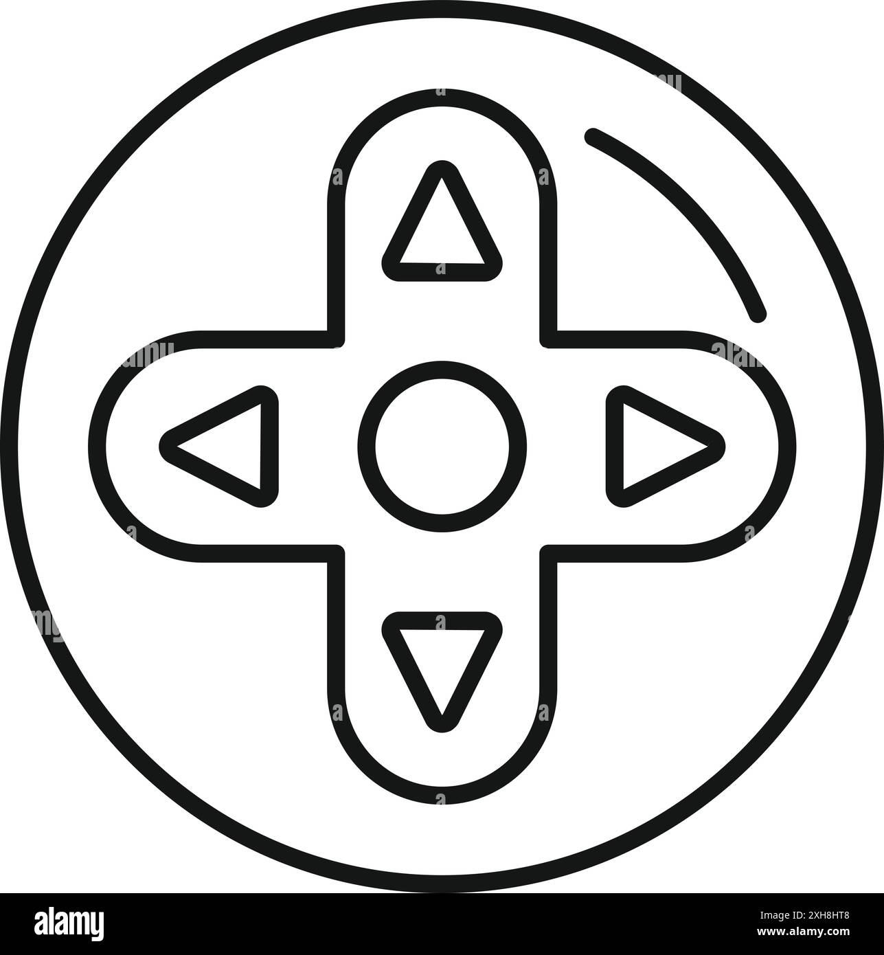 Line art icon of a game controller showing the directional pad with arrows in a circle Stock ...