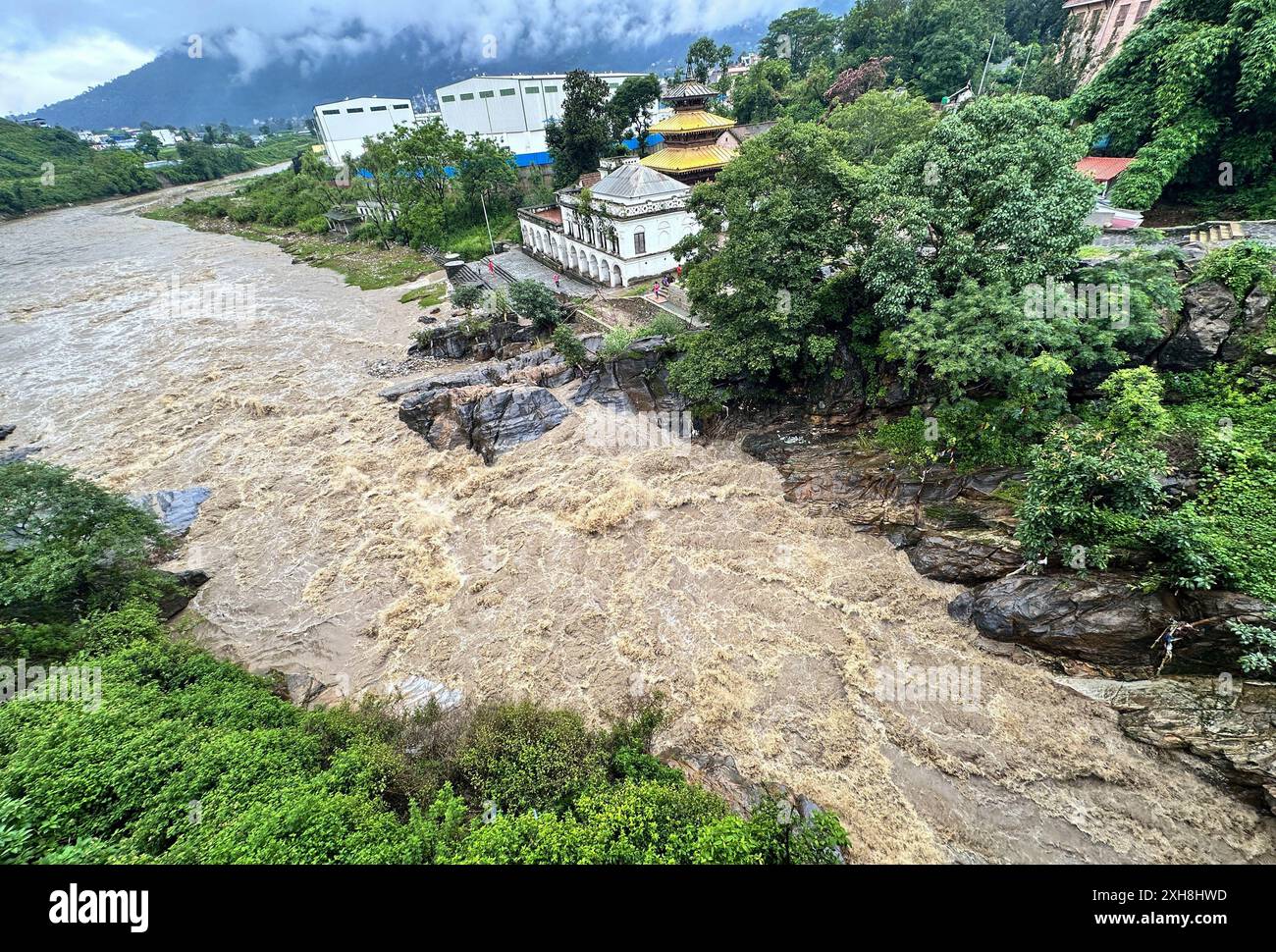 July 12, 2024: Swollen Bagmati river is pictured after heavy rainfall ...