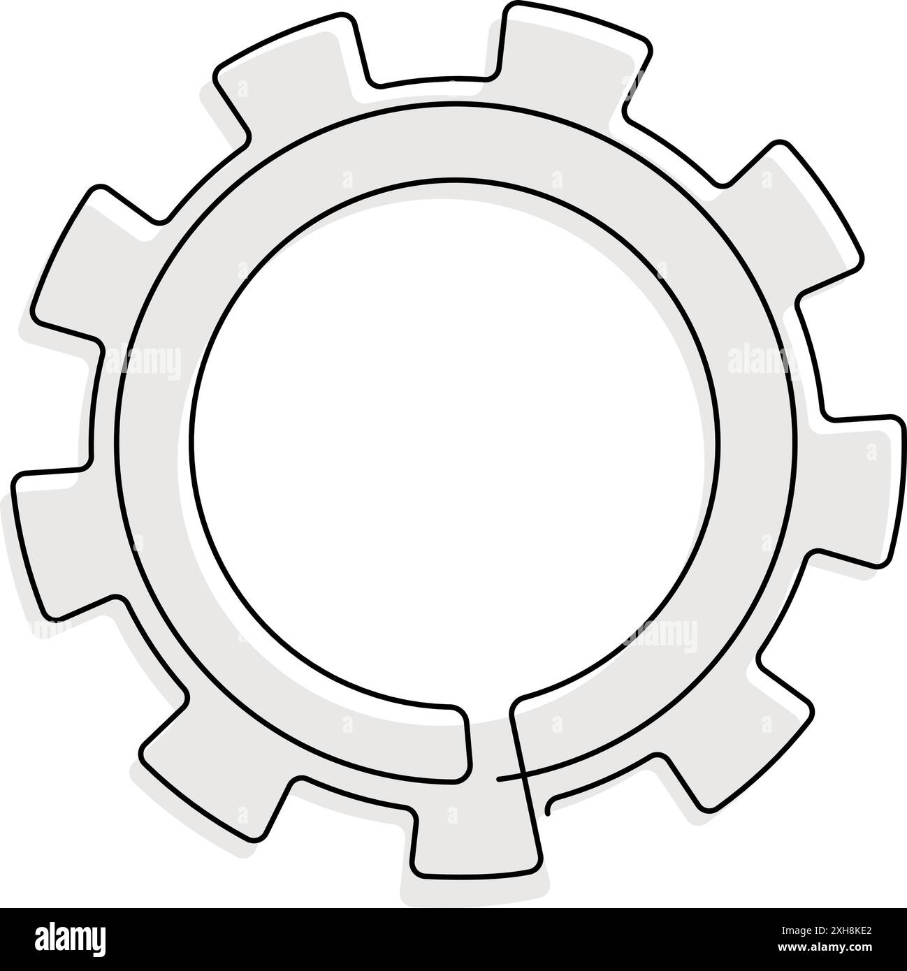 Continuous line drawing of metal gear. One line machine wheel gear icon ...