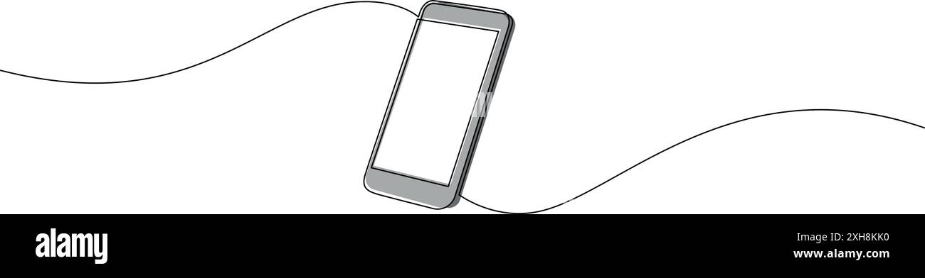 Continuous line drawing of smartphone. Cell phone icon. Single line ...