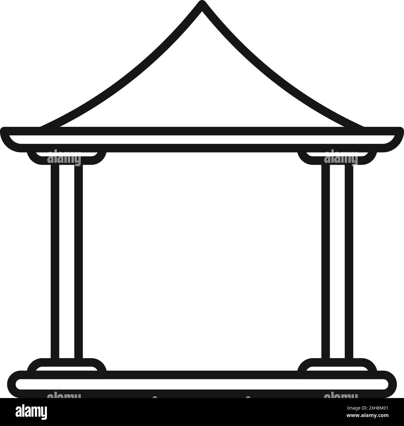 Asian style gazebo represented by a simple black line drawing on a ...
