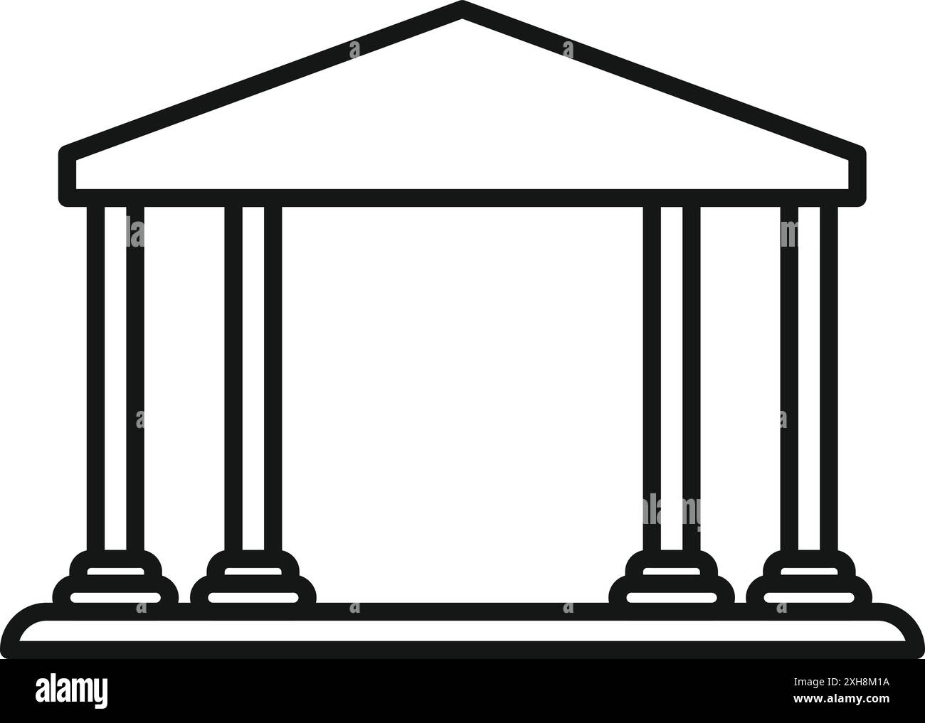 Simple line drawing of a greek style building facade with columns and a ...