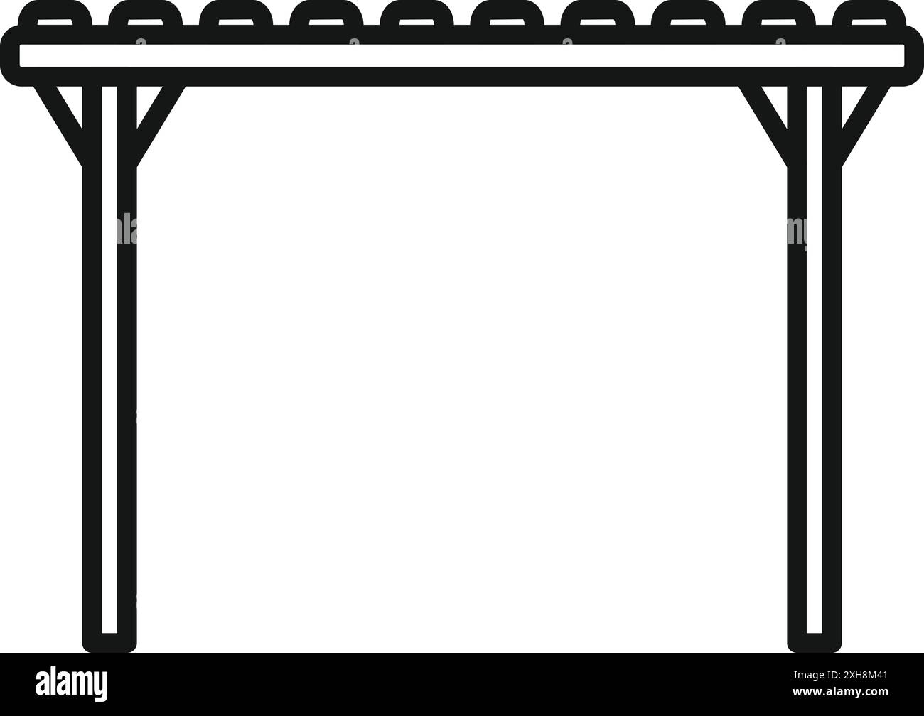 Simple icon of a pergola with a slatted roof, providing a shaded area ...