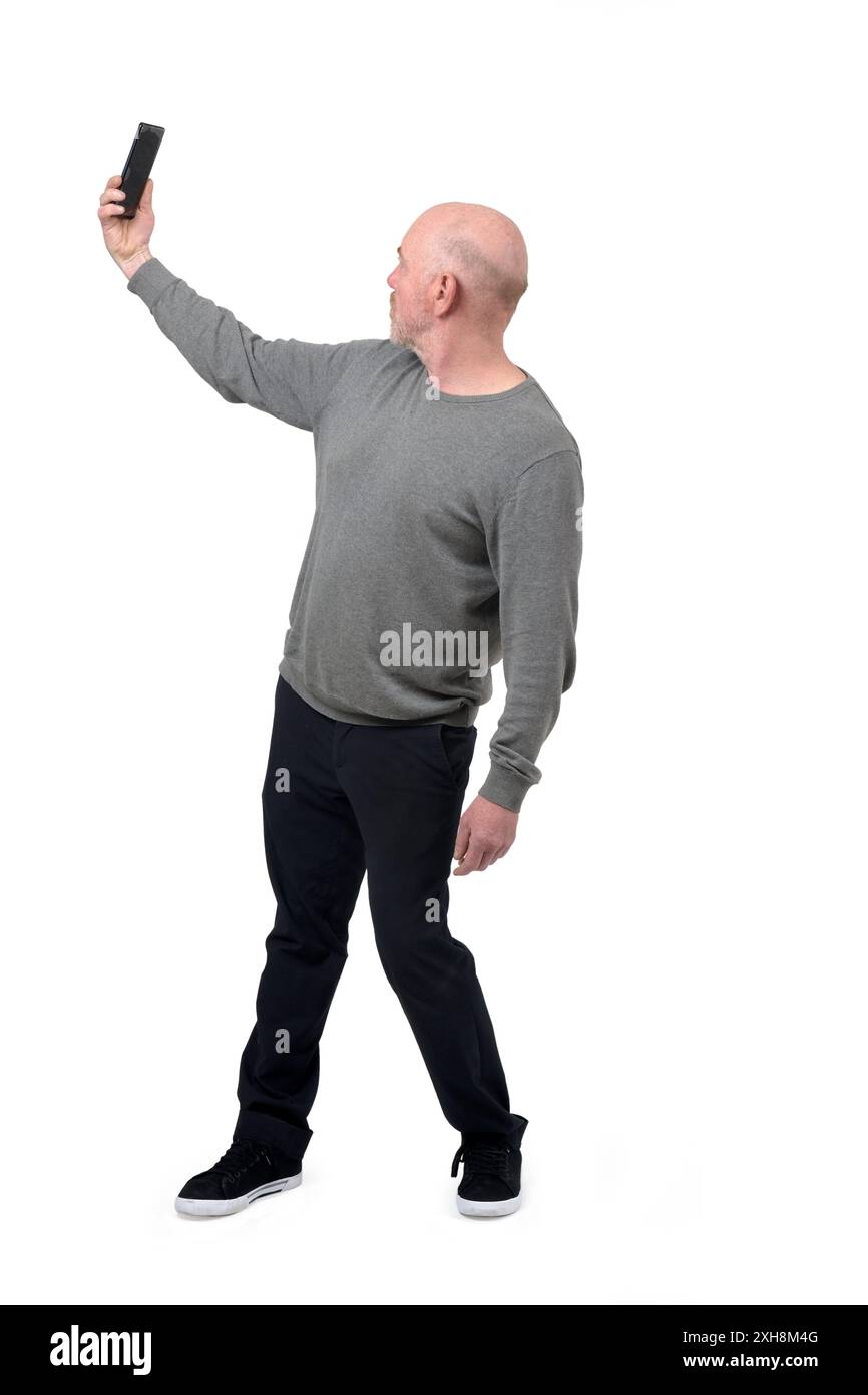 Man blogger smartphone on Cut Out Stock Images & Pictures - Alamy