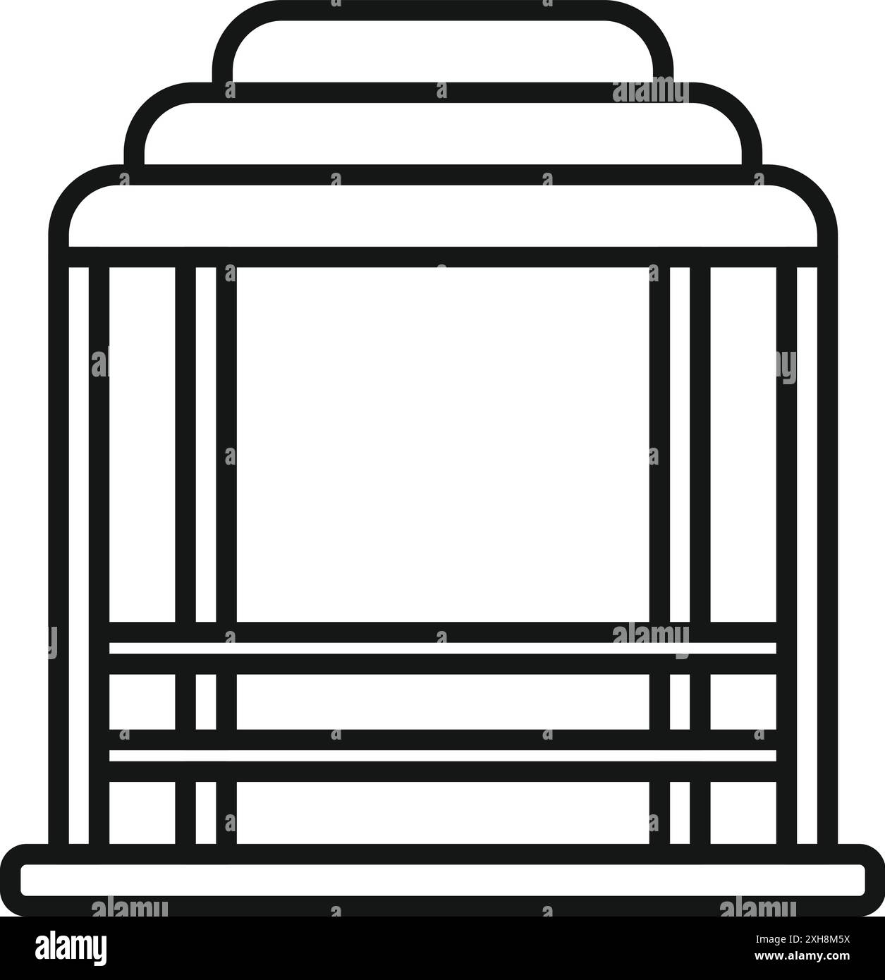Simple line drawing of a wooden gazebo with a roof, perfect for ...