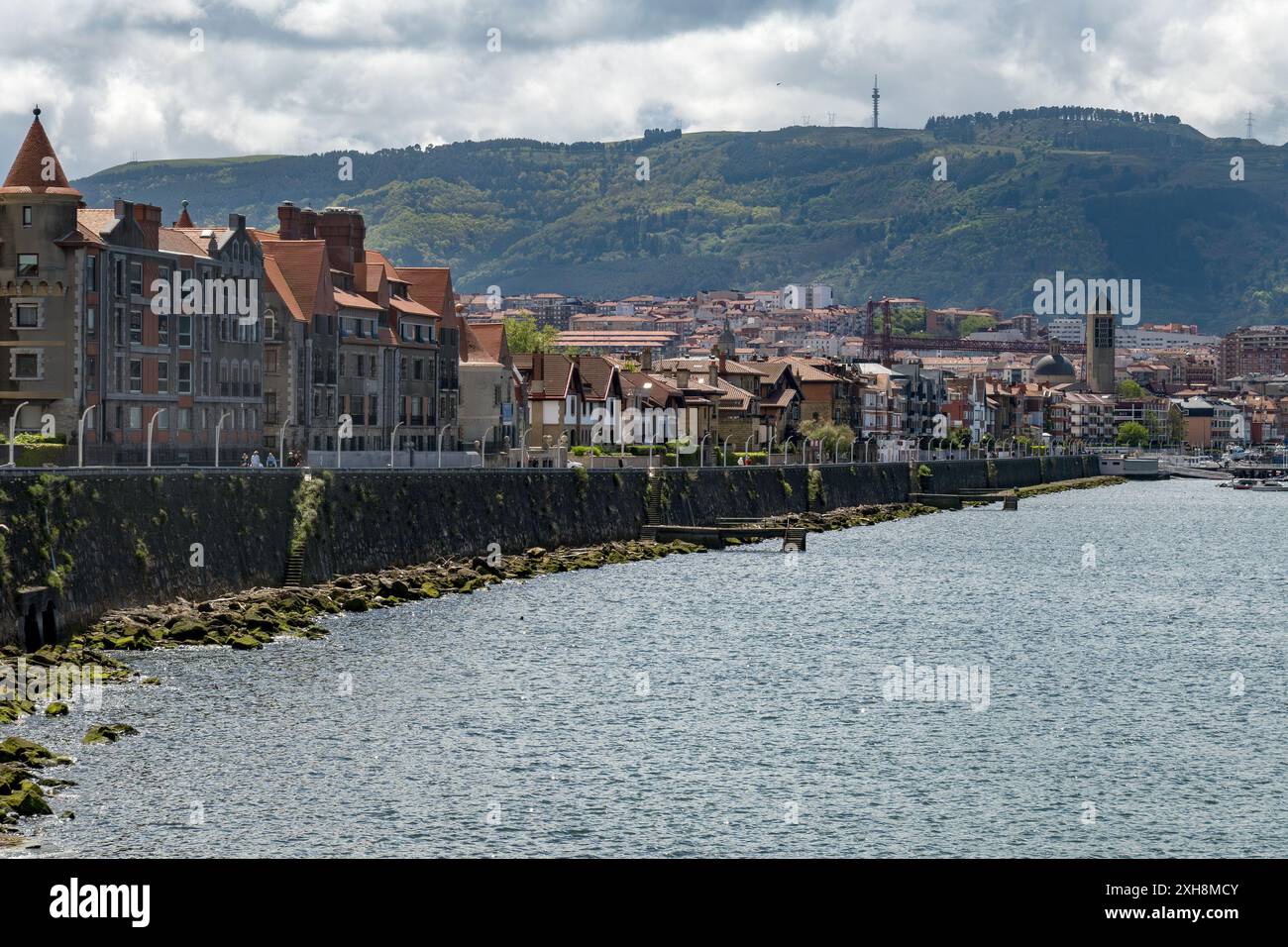 The city of getxo and biscay bridge in the background hi-res stock ...