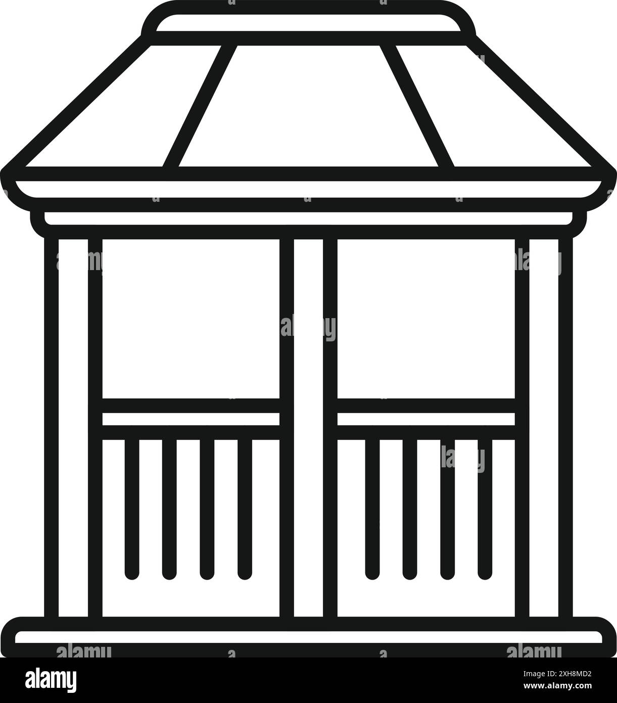 Wooden gazebo structure Black and White Stock Photos & Images - Alamy
