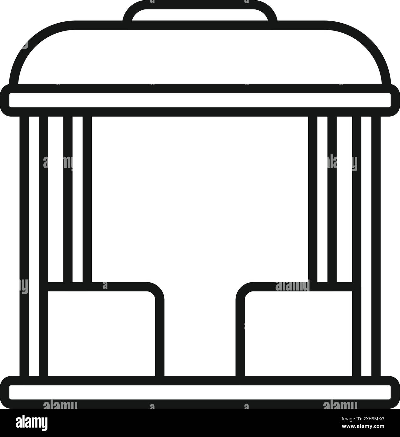 Simple line icon of a street food stall, perfect for representing food markets and urban cuisine ...