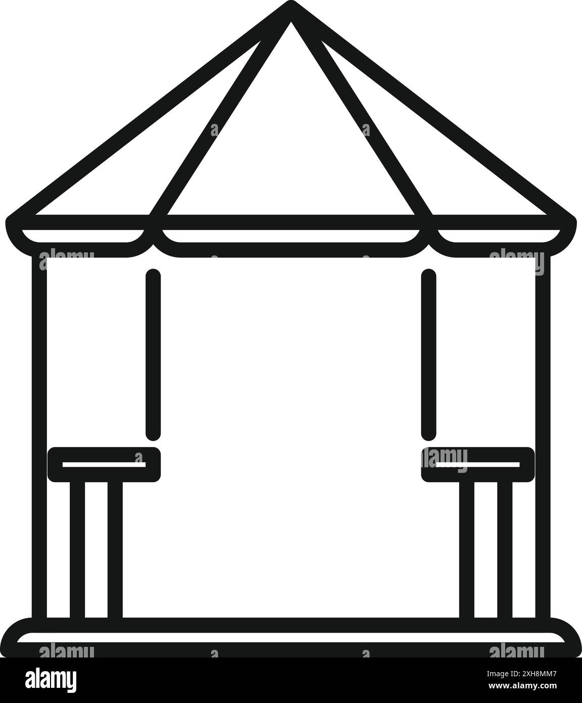 Line drawing of a swing set under a canopy protecting from sun Stock ...