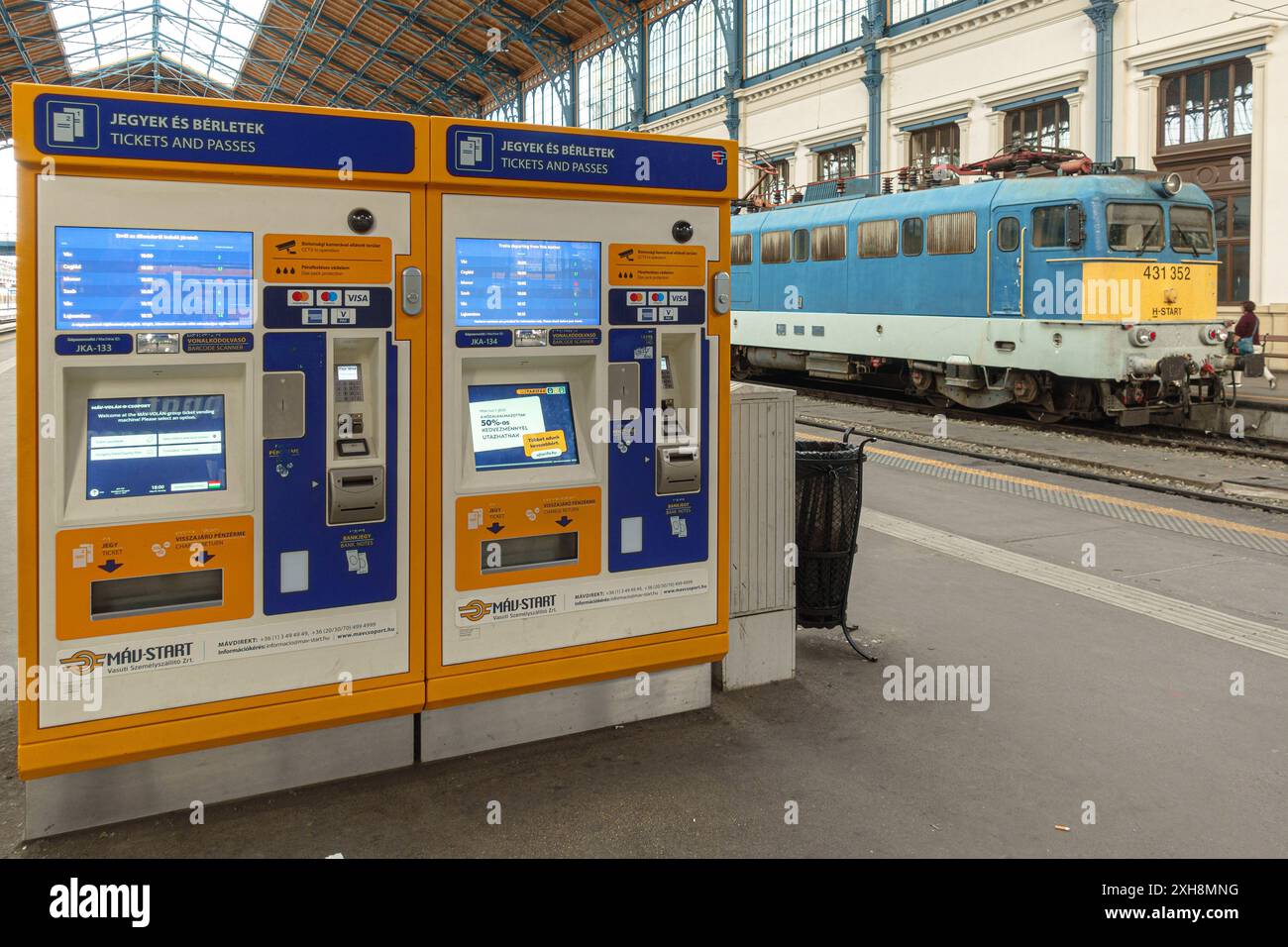 Train tiicket machines in Nyugati Railway Station in Budapest Stock ...