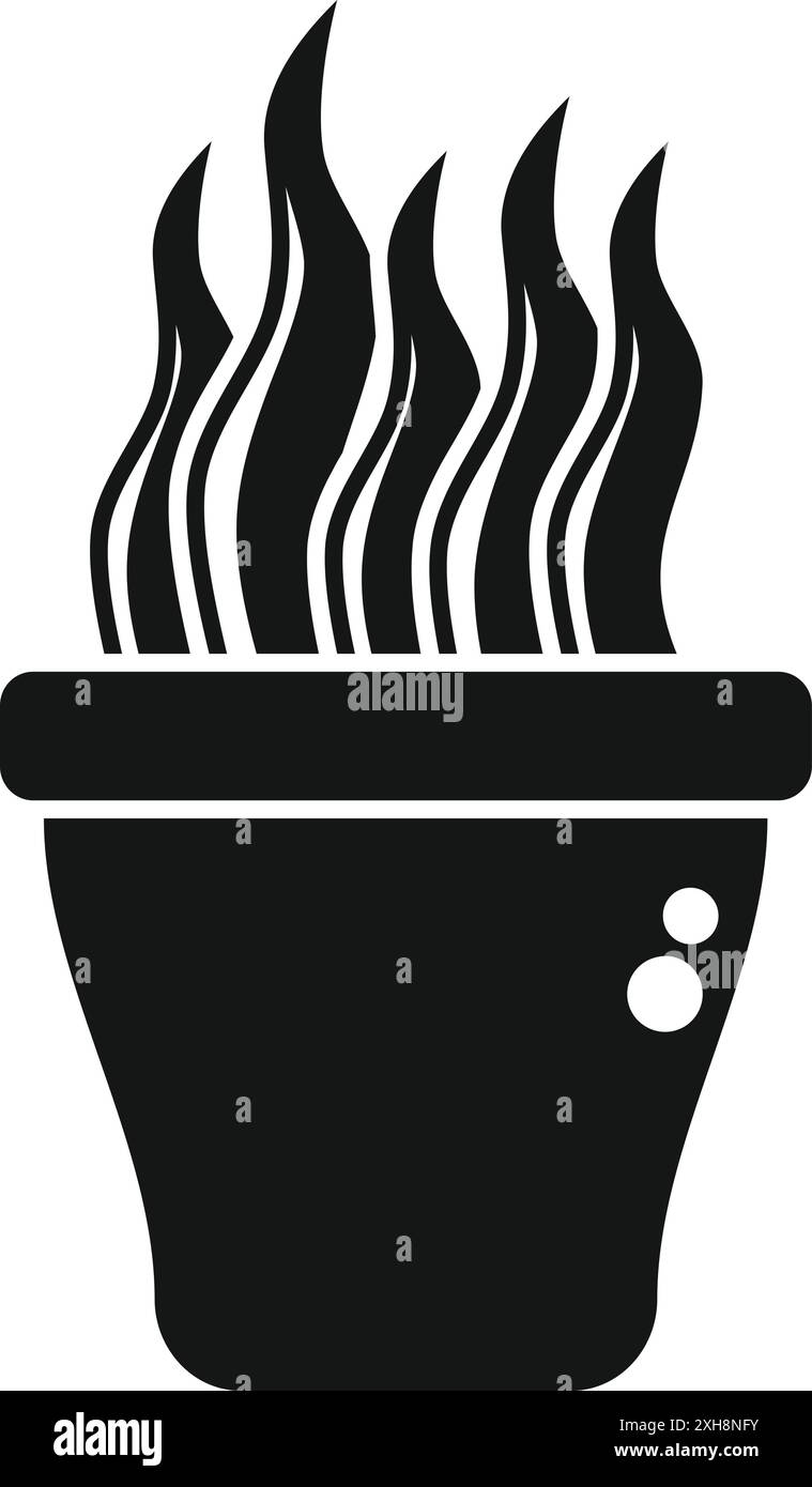 Simple icon of a plant with thick leaves growing in a pot, side view ...