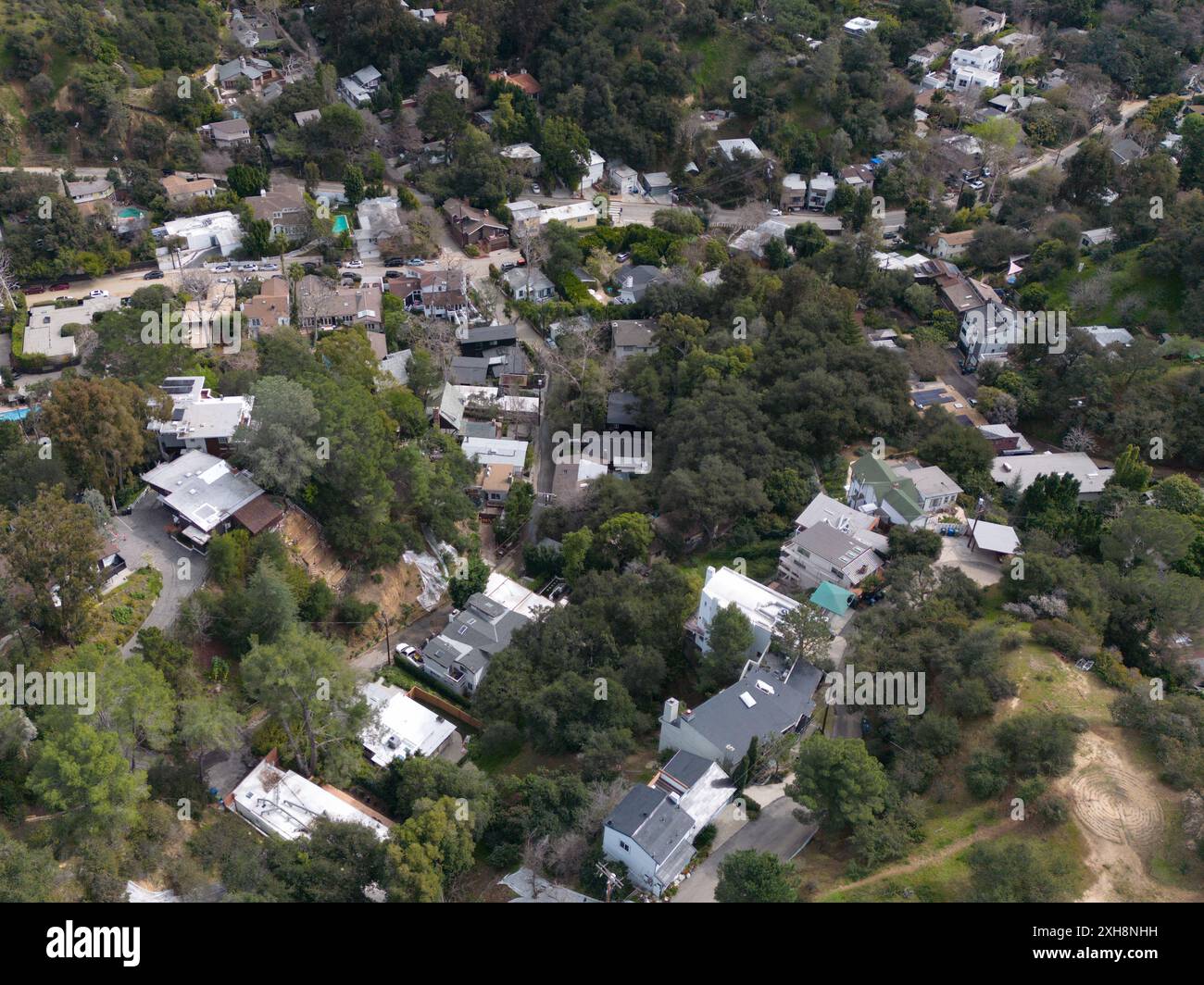 Homes in the Stone Canyon area of Los Angeles are shown from an aerial ...