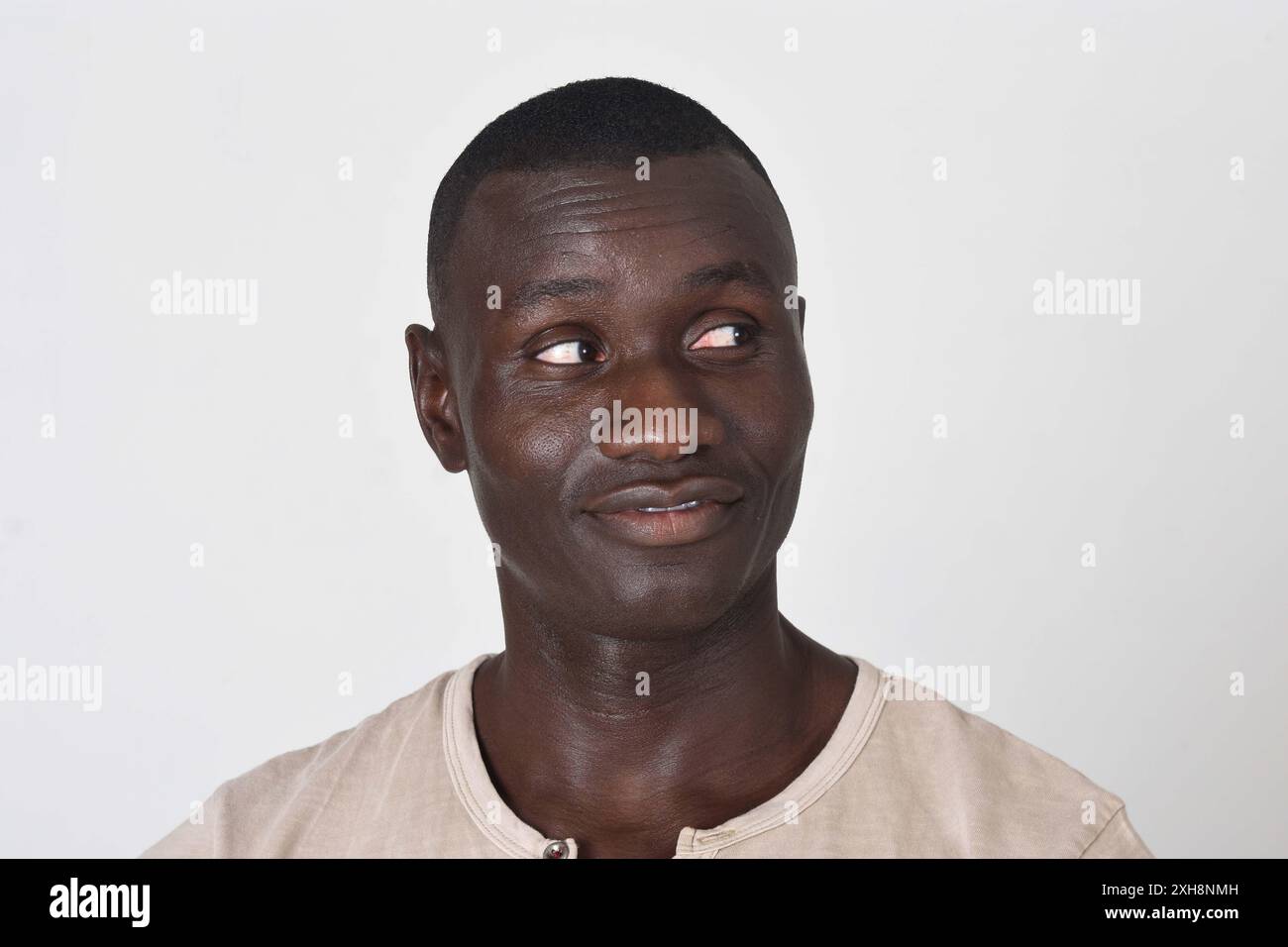 front face portrait of a man looking away on white background Stock ...