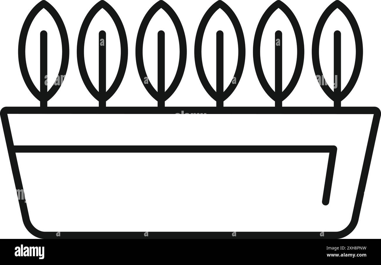 Simple line drawing of plants growing in a planter box, suggesting ...