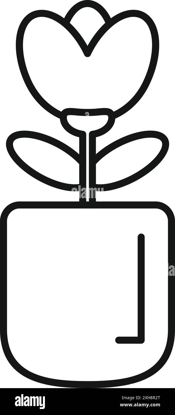 Single line drawing flower growing inside pot for planting Stock Vector ...