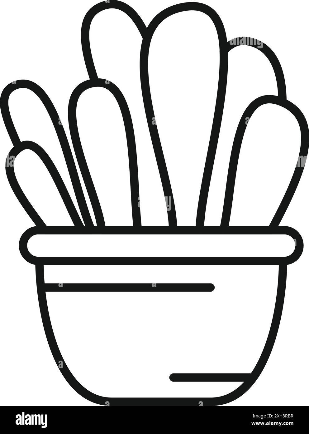 Simple line drawing of a potted plant growing in a clay pot Stock ...