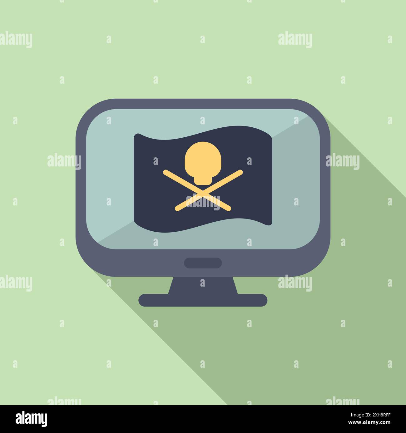 Computer screen displaying a pirate flag, representing online piracy ...