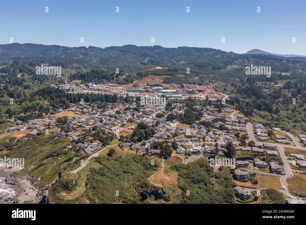Aerial View of Homes in Brookings Oregon, Southern Oregon Coast Stock ...