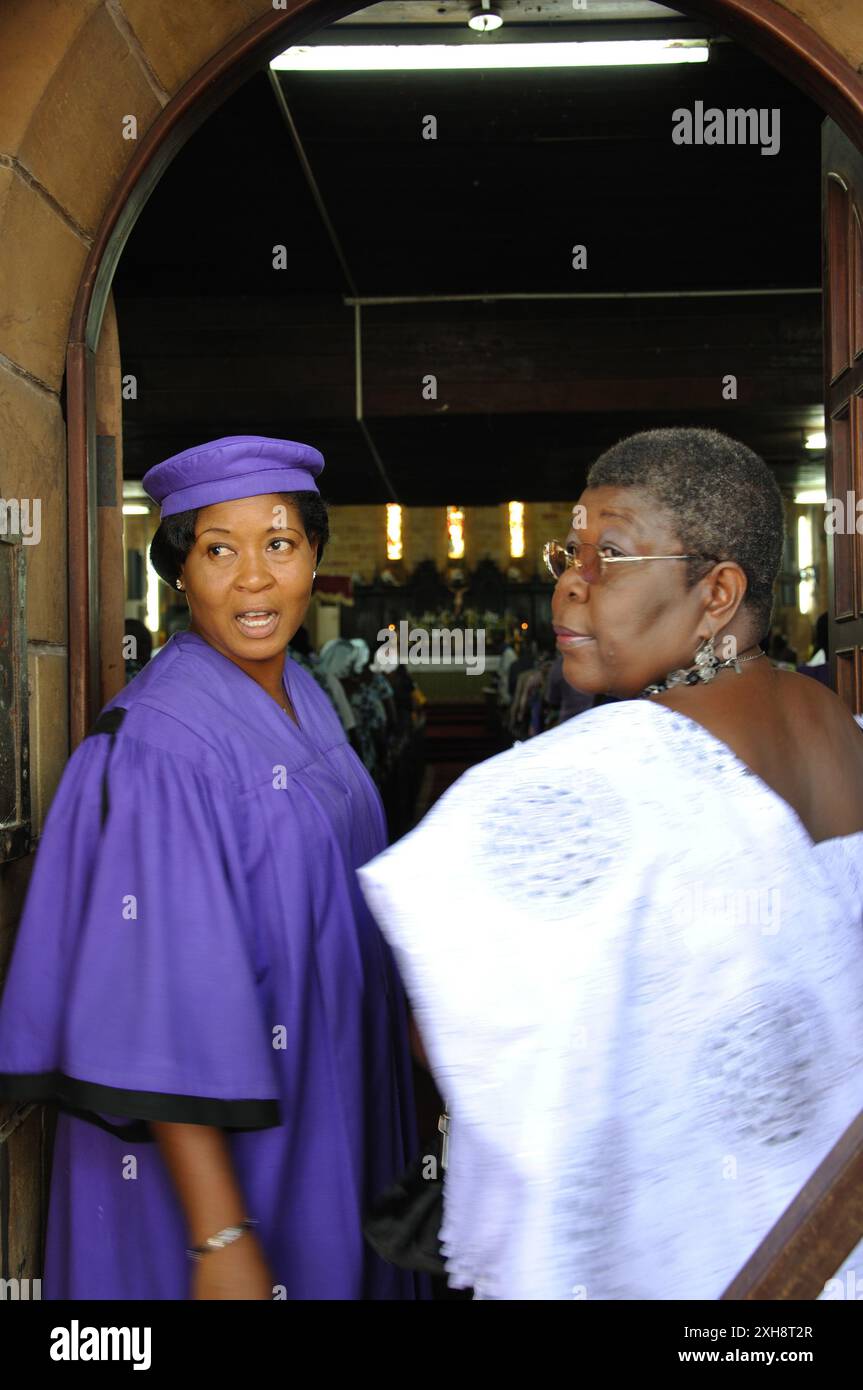 Church service at the Holy Trinity Cathedral, Accra, Ghana - parishoners wearing special attire ...
