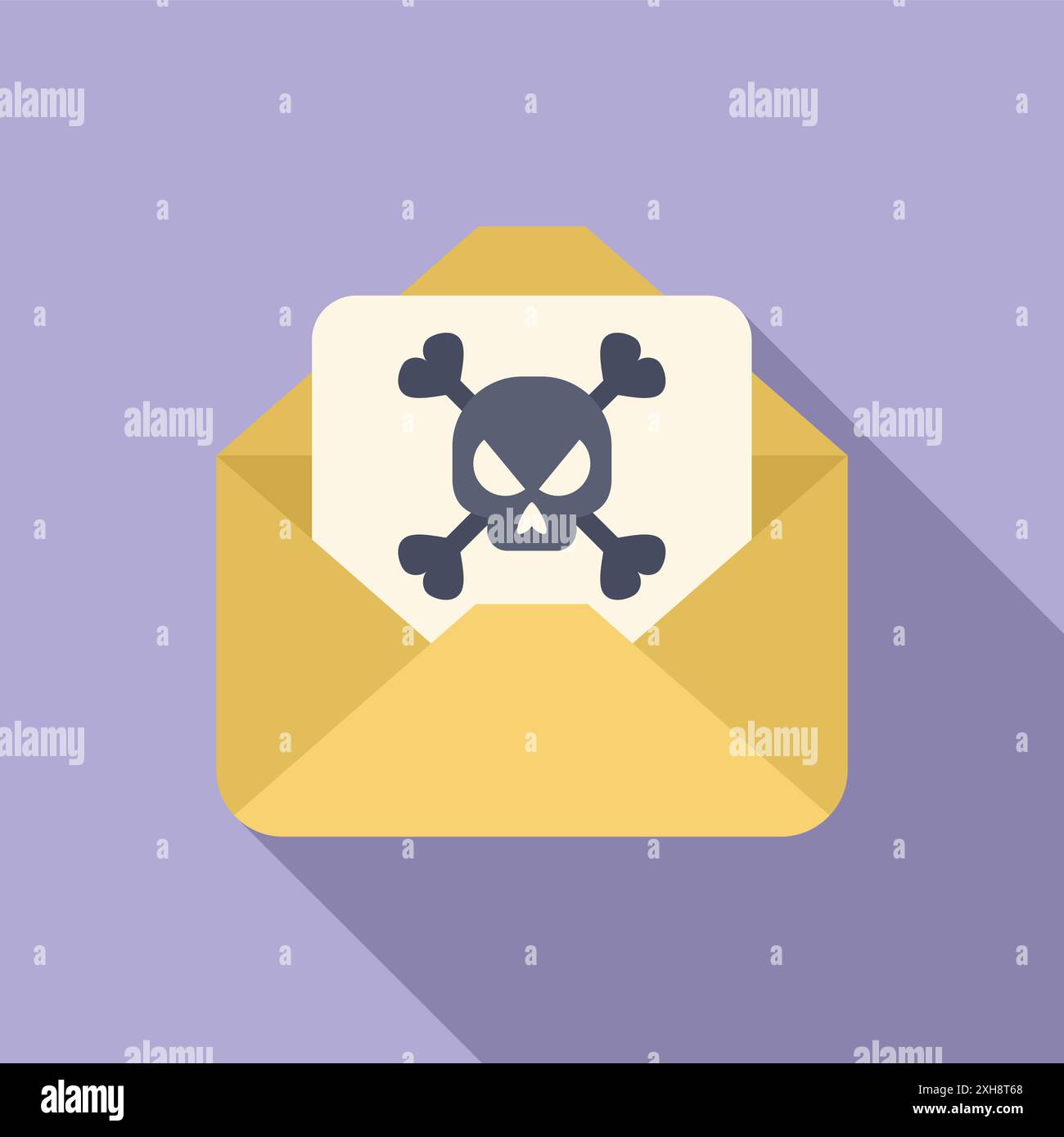 Open envelope containing letter with skull and crossbones, concept for ...