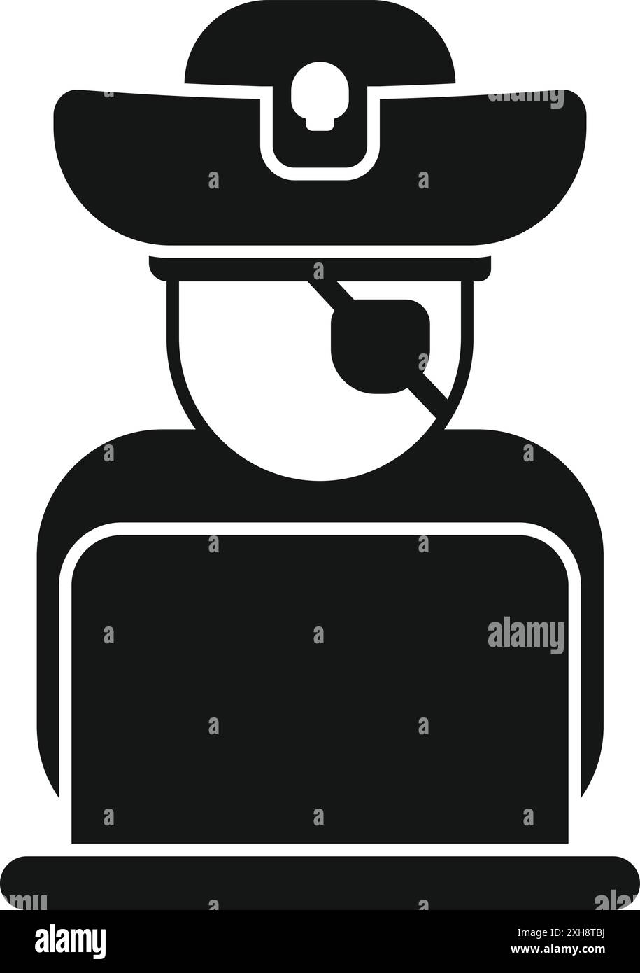 Cyber security concept, hacker wearing pirate hat using laptop for ...