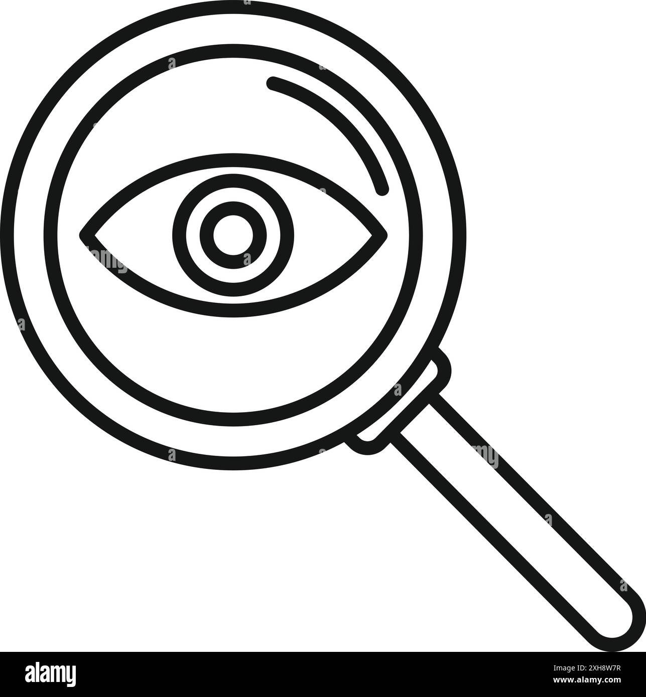 Magnifying glass focusing on an eye, representing concepts like ...