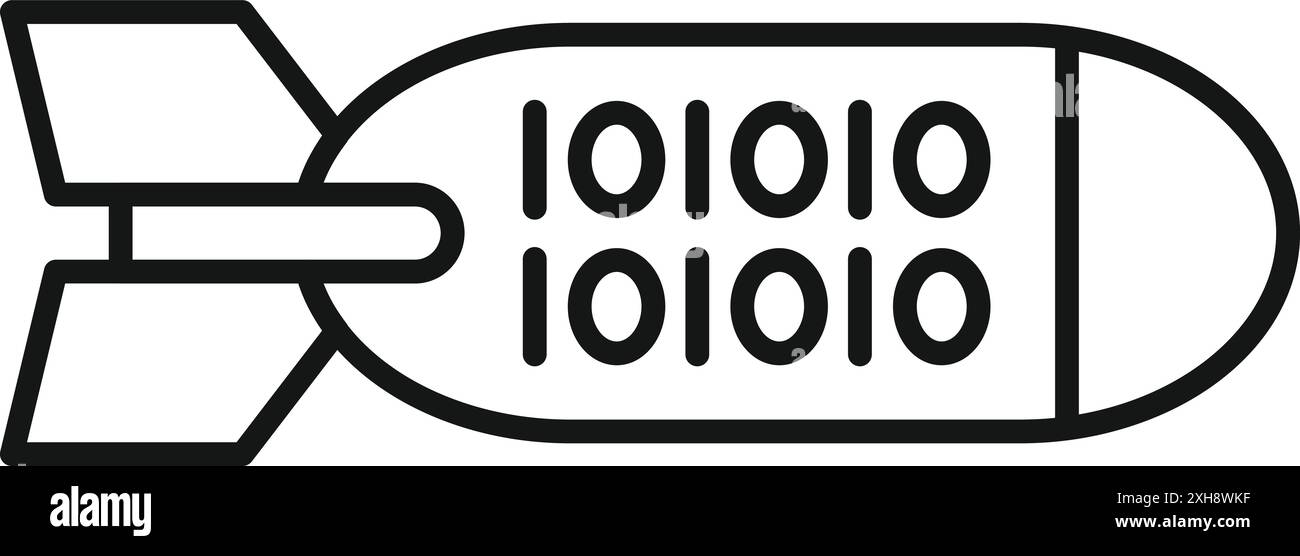 Line drawing of a bomb with binary code representing the threat of cyber warfare Stock Vector ...