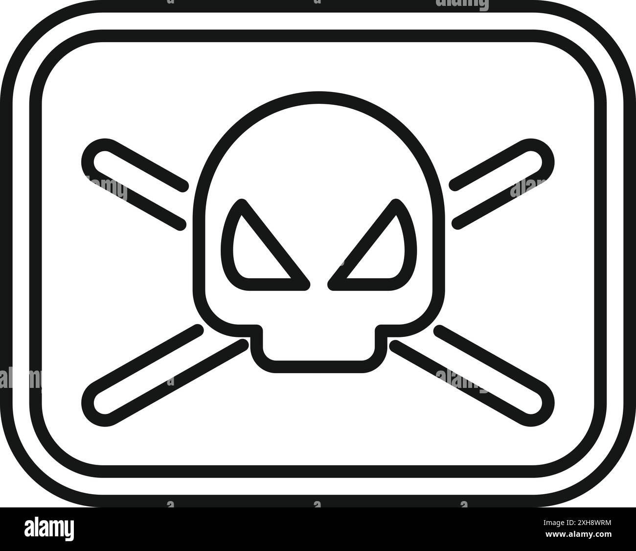 Simple black and white icon of a skull and crossbones, representing ...