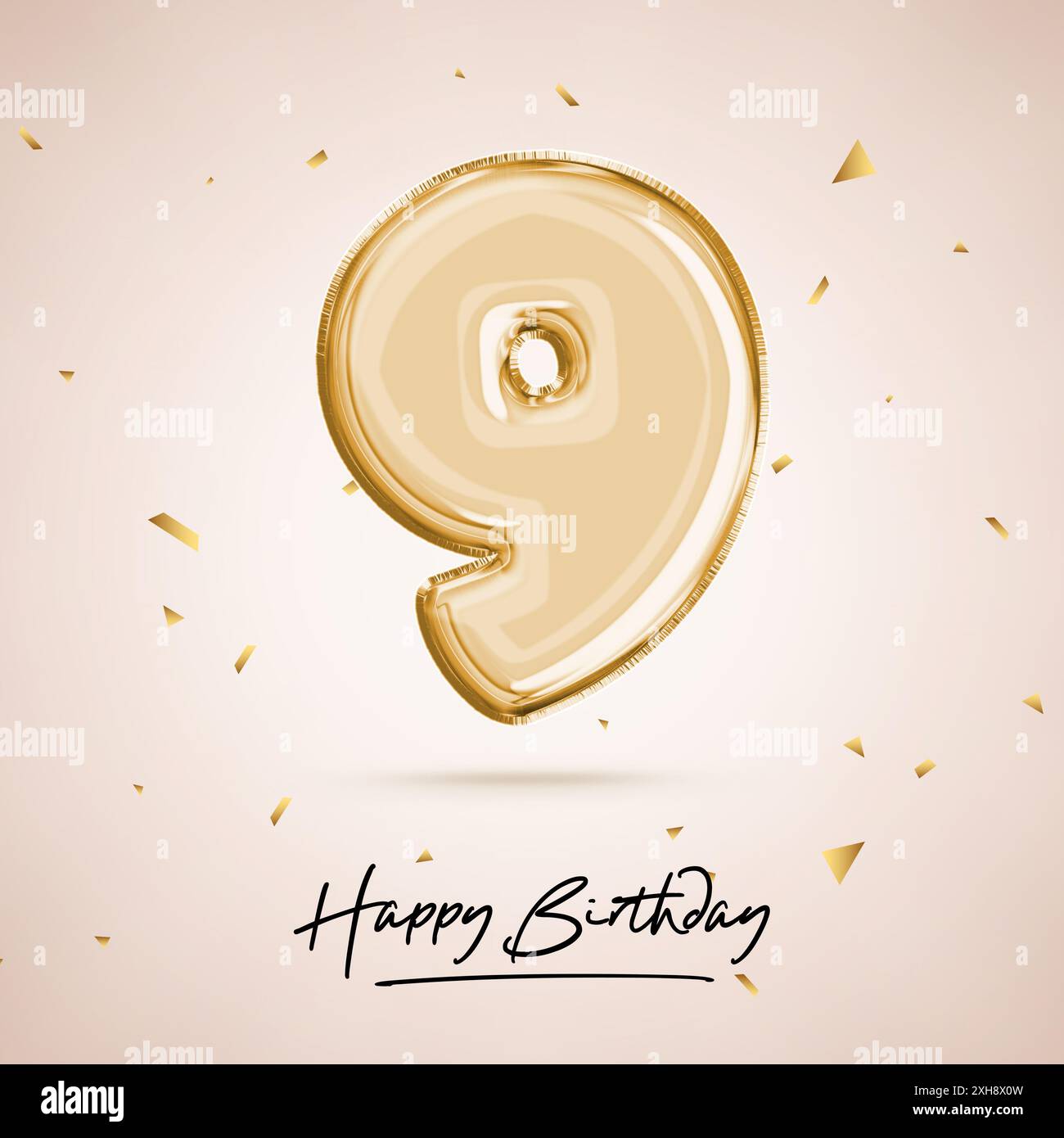 Celebration of a nine years anniversary. Birthday number 9 black ...