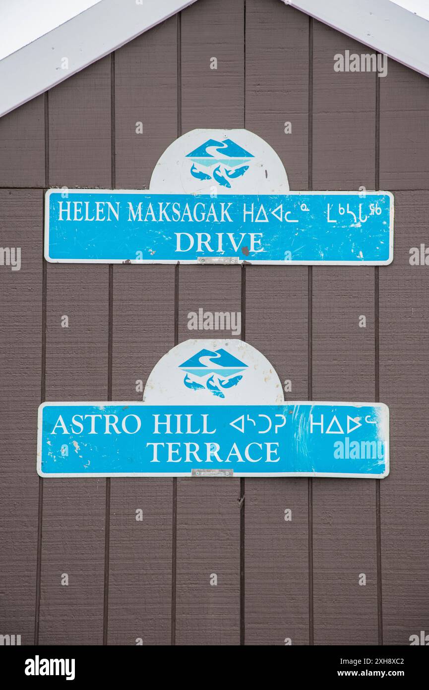 Bilingual Helen Maksagak Drive and Astro Hill Terrace signs in English ...