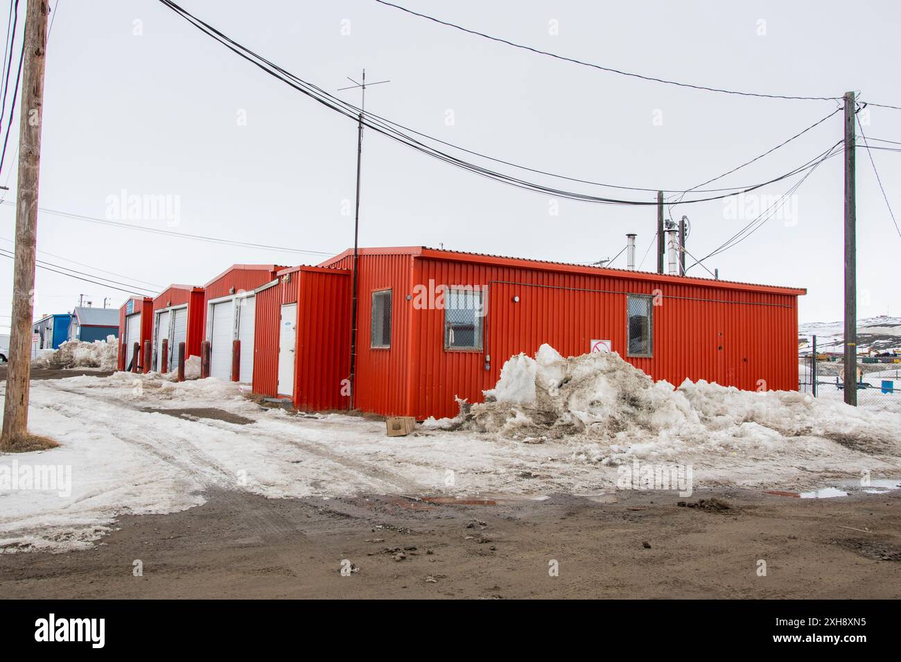 Red storage facility in Iqaluit, Nunavut, Canada Stock Photo - Alamy