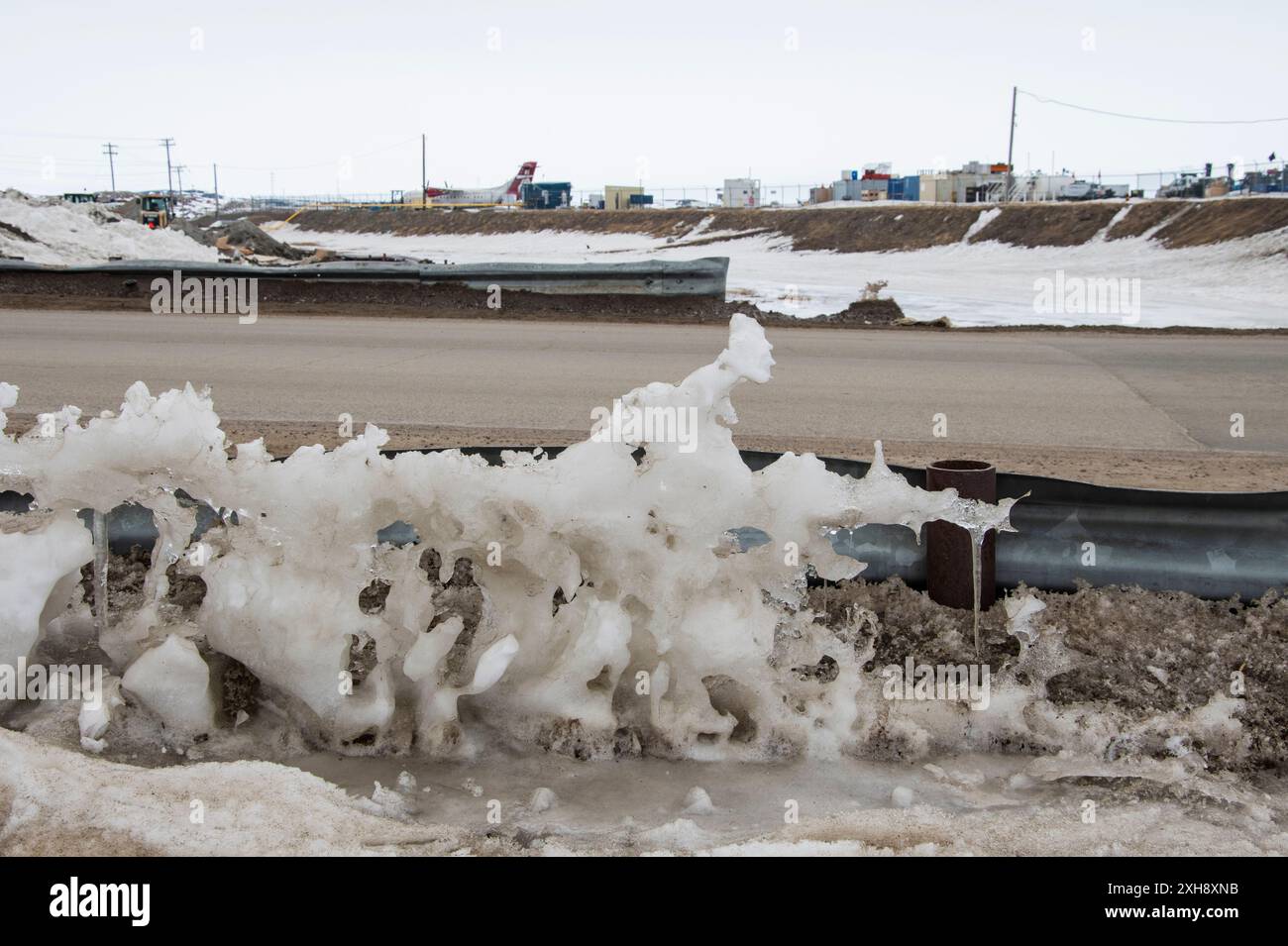 Ice formations during spring thaw by the airport in Iqaluit, Nunavut ...