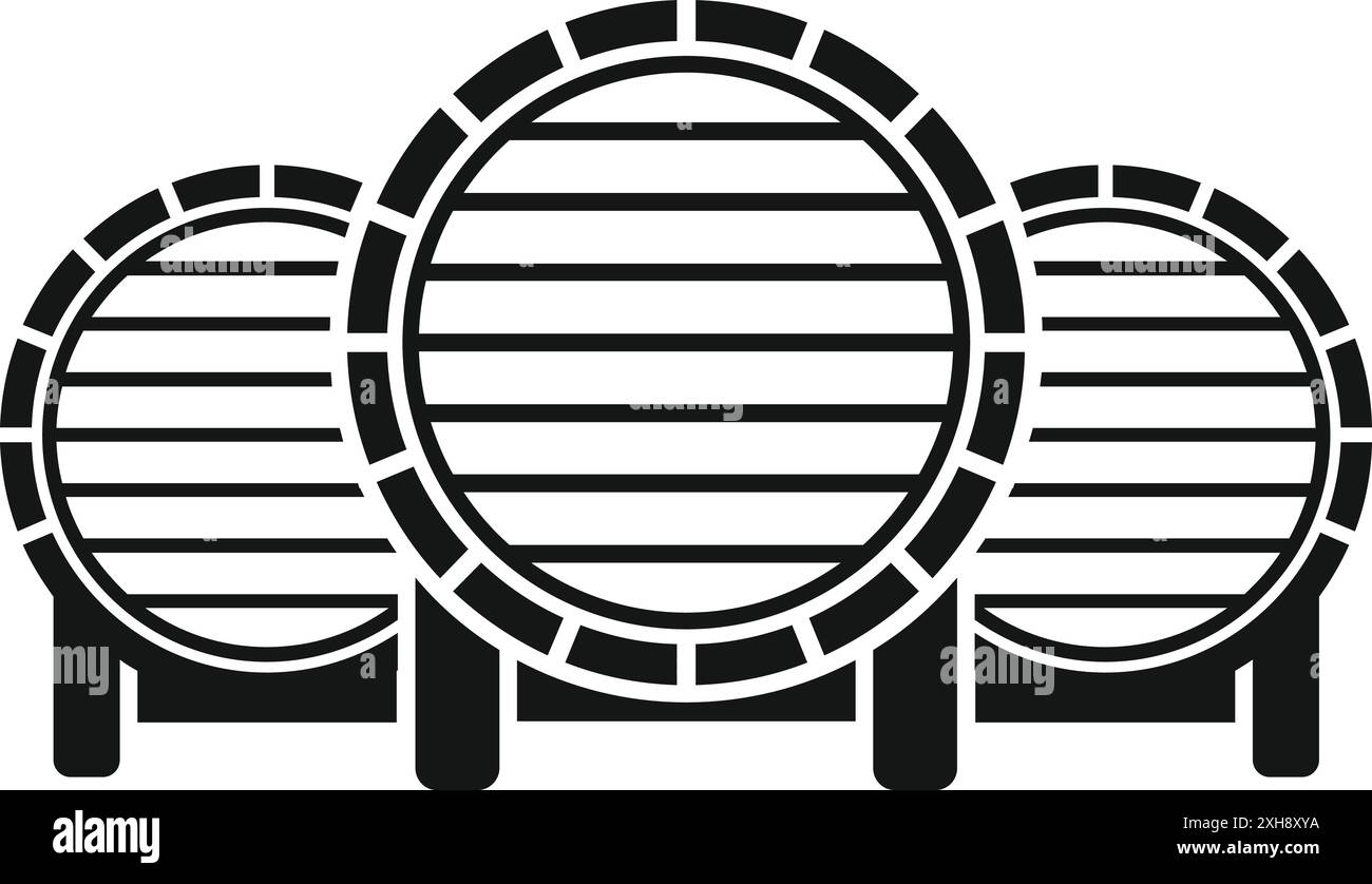 Three wooden barrels standing, representing the traditional process of ...