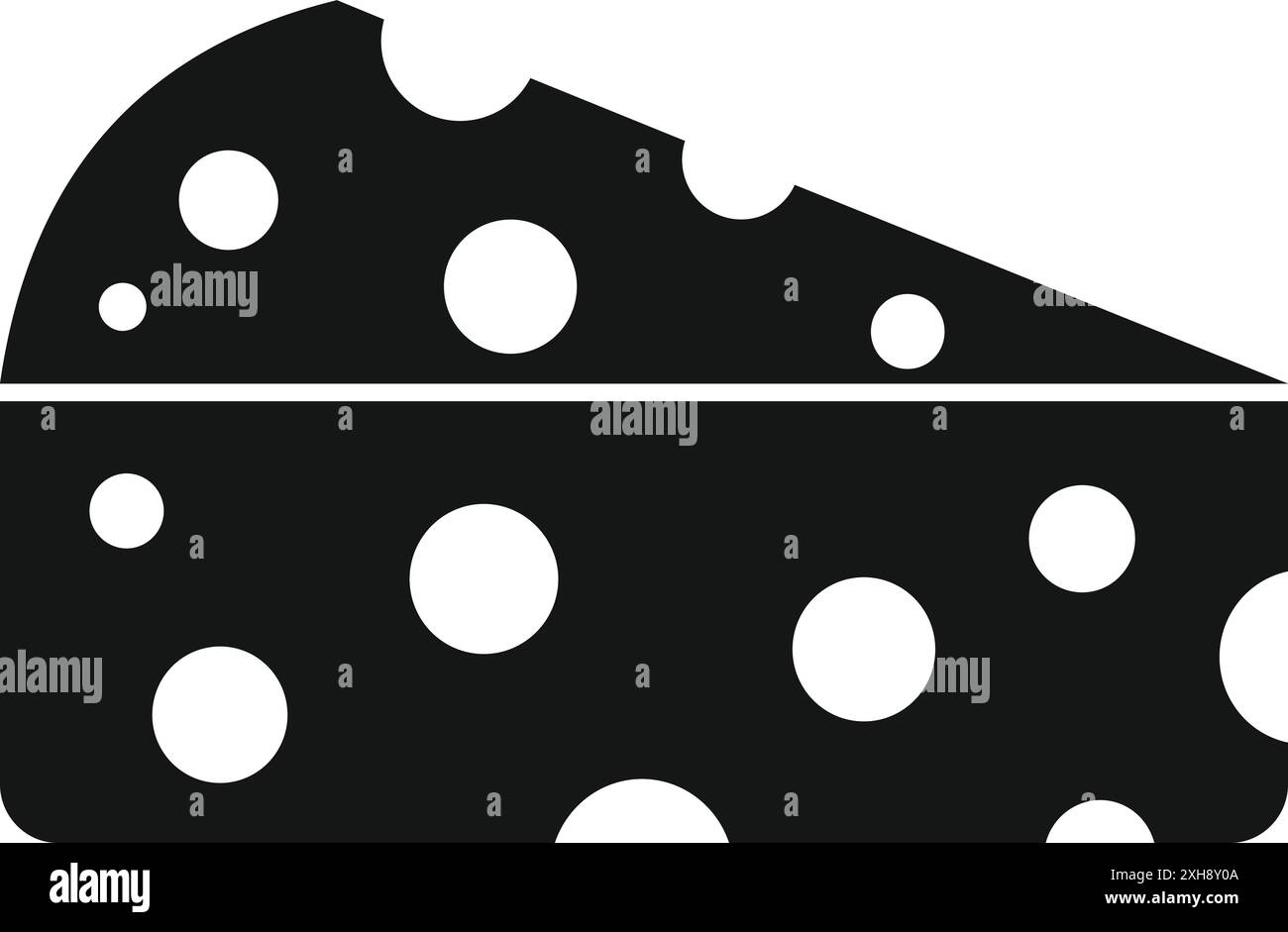 Simple icon depicting a triangular slice of swiss cheese, isolated on a ...