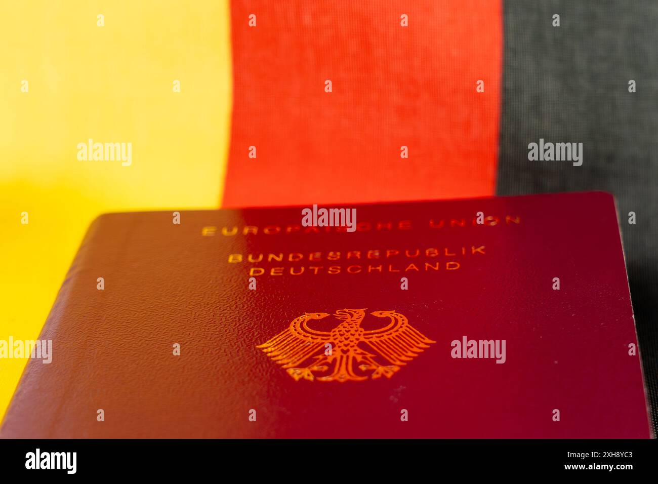 Red passport of a German citizen. Passport against the background of ...