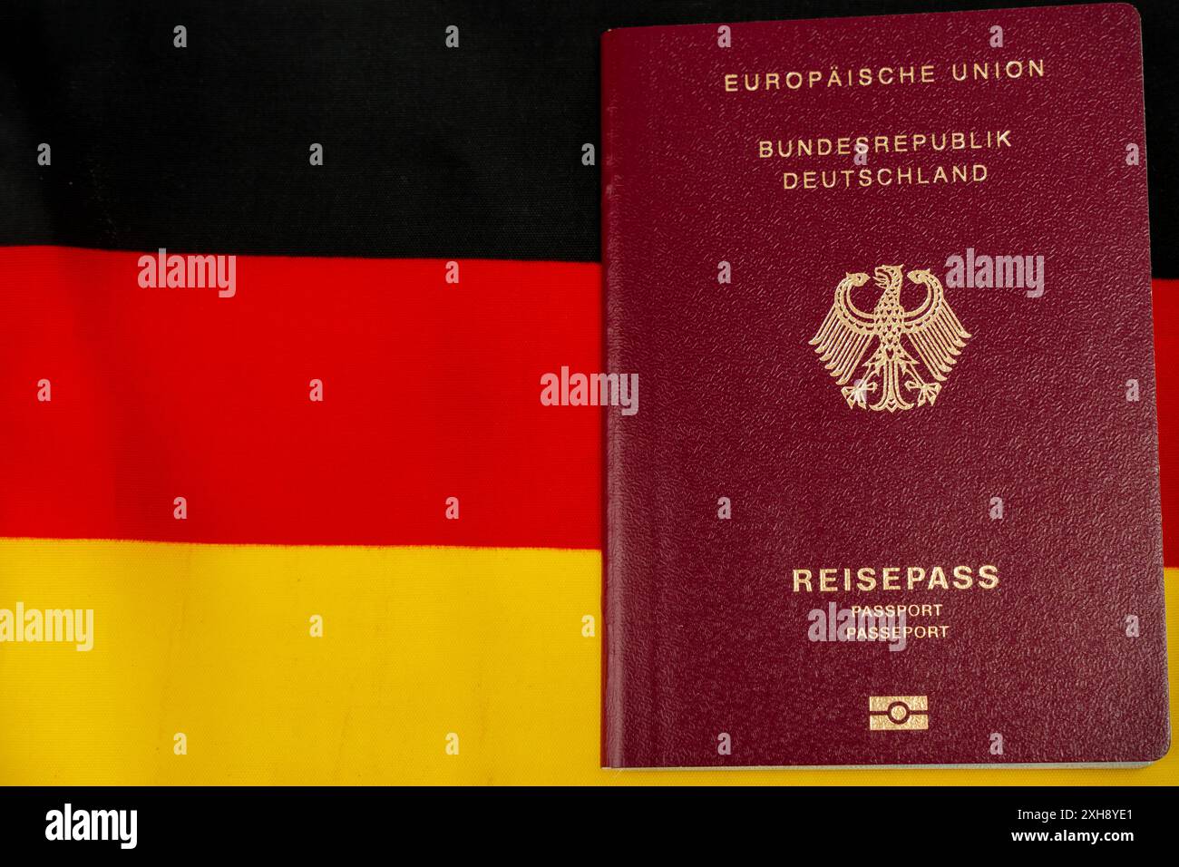 Passport with the inscription Reisepass. German citizen passport. It is ...