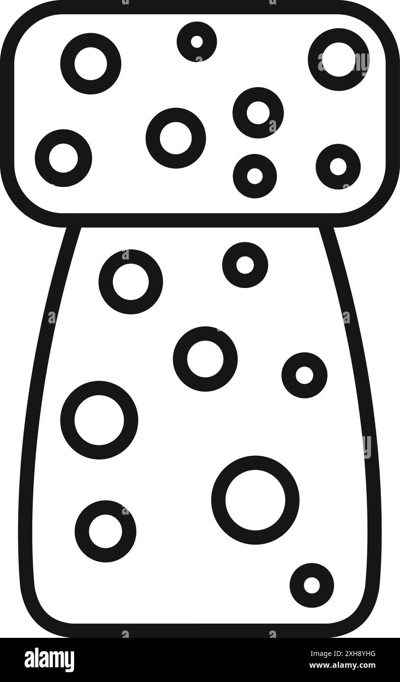 Simple line drawing of a big piece of cheese with holes, isolated on ...