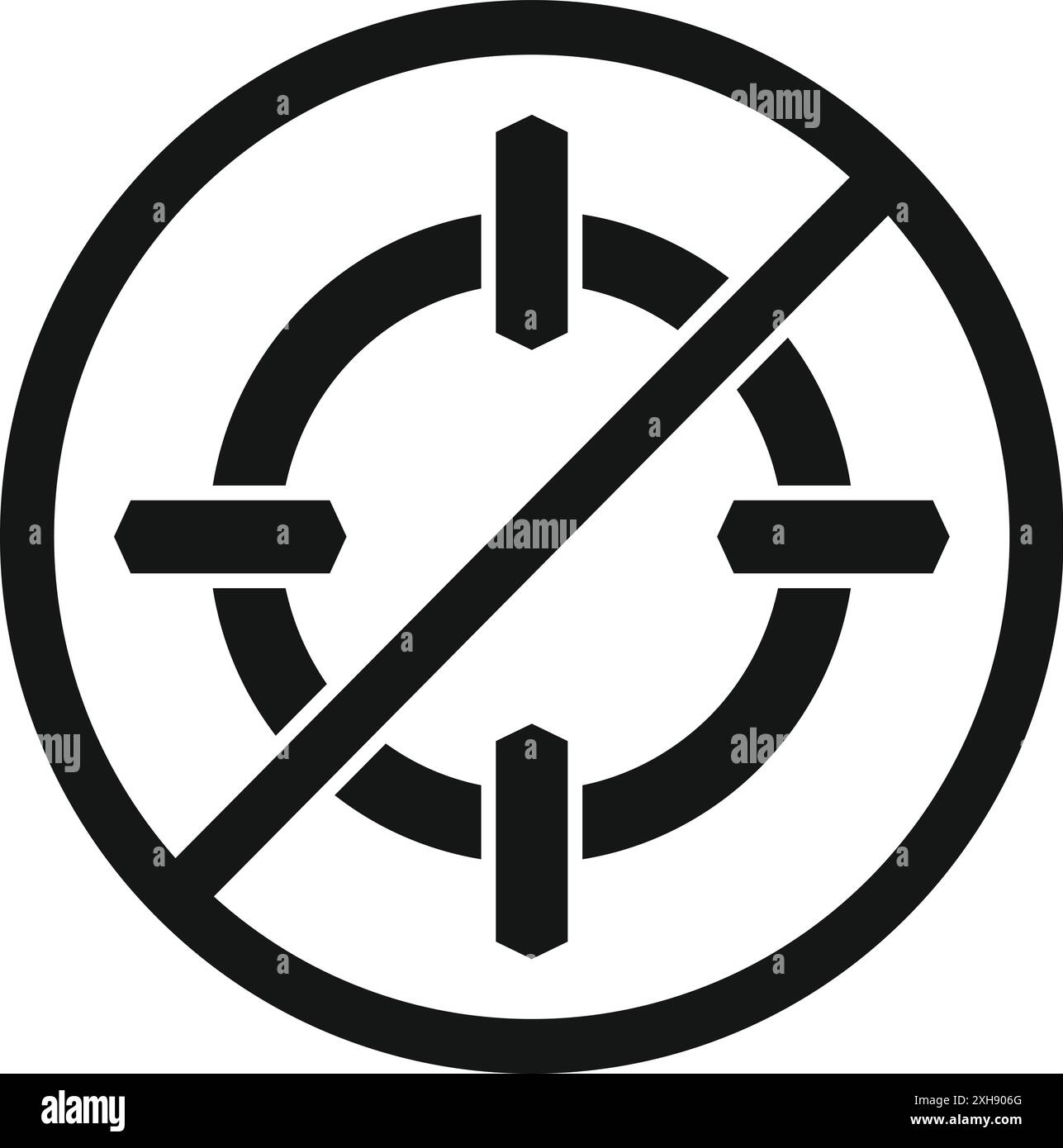 Black and white icon of a target with a diagonal line through it Stock ...