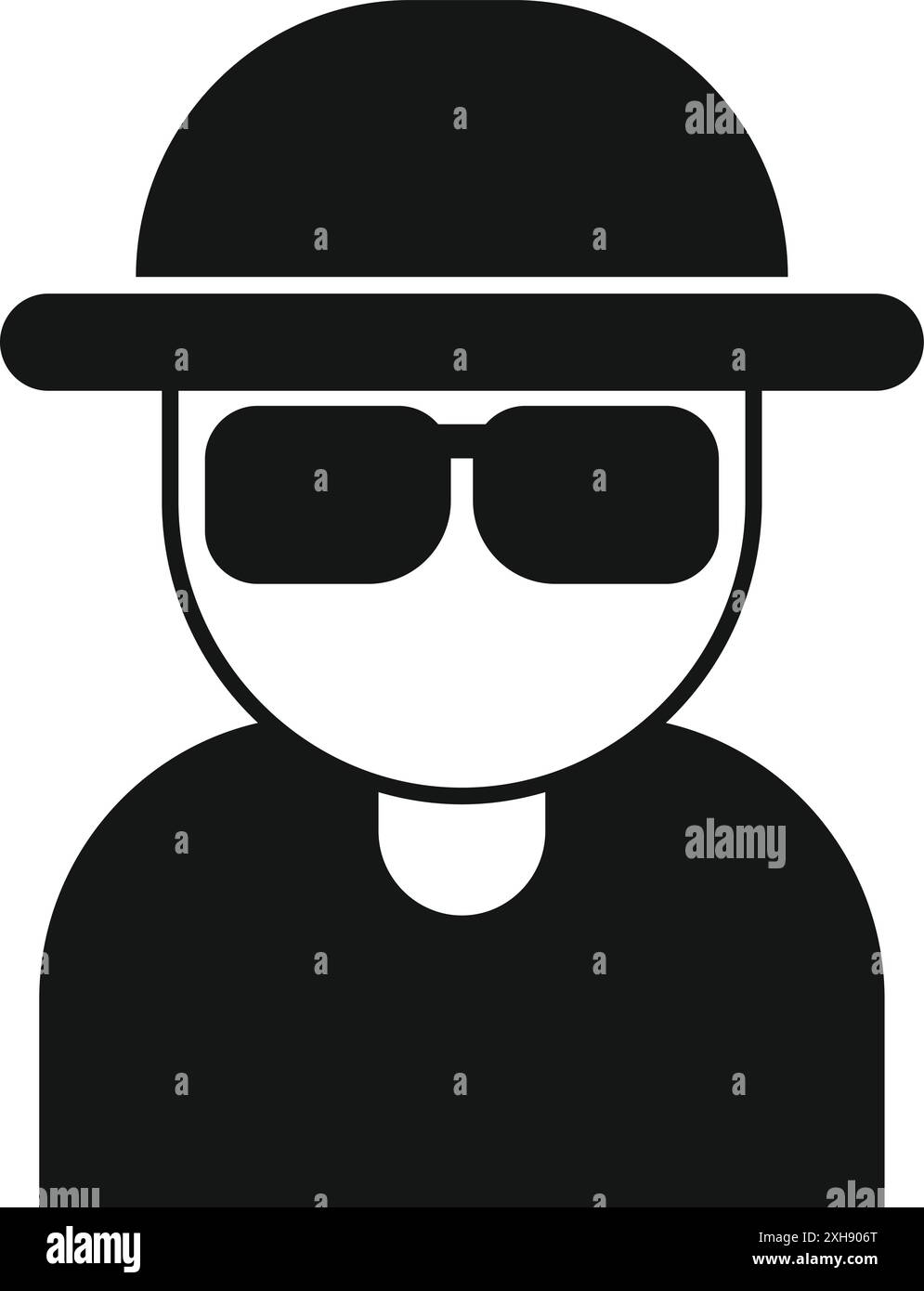 Simple black and white icon of a secret agent wearing sunglasses and a ...