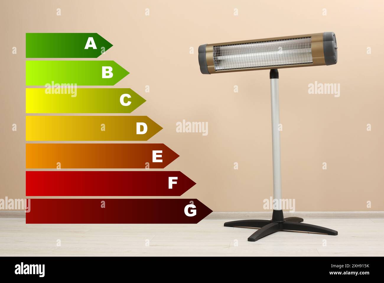 Energy efficiency rating label and electric infrared heater indoors ...